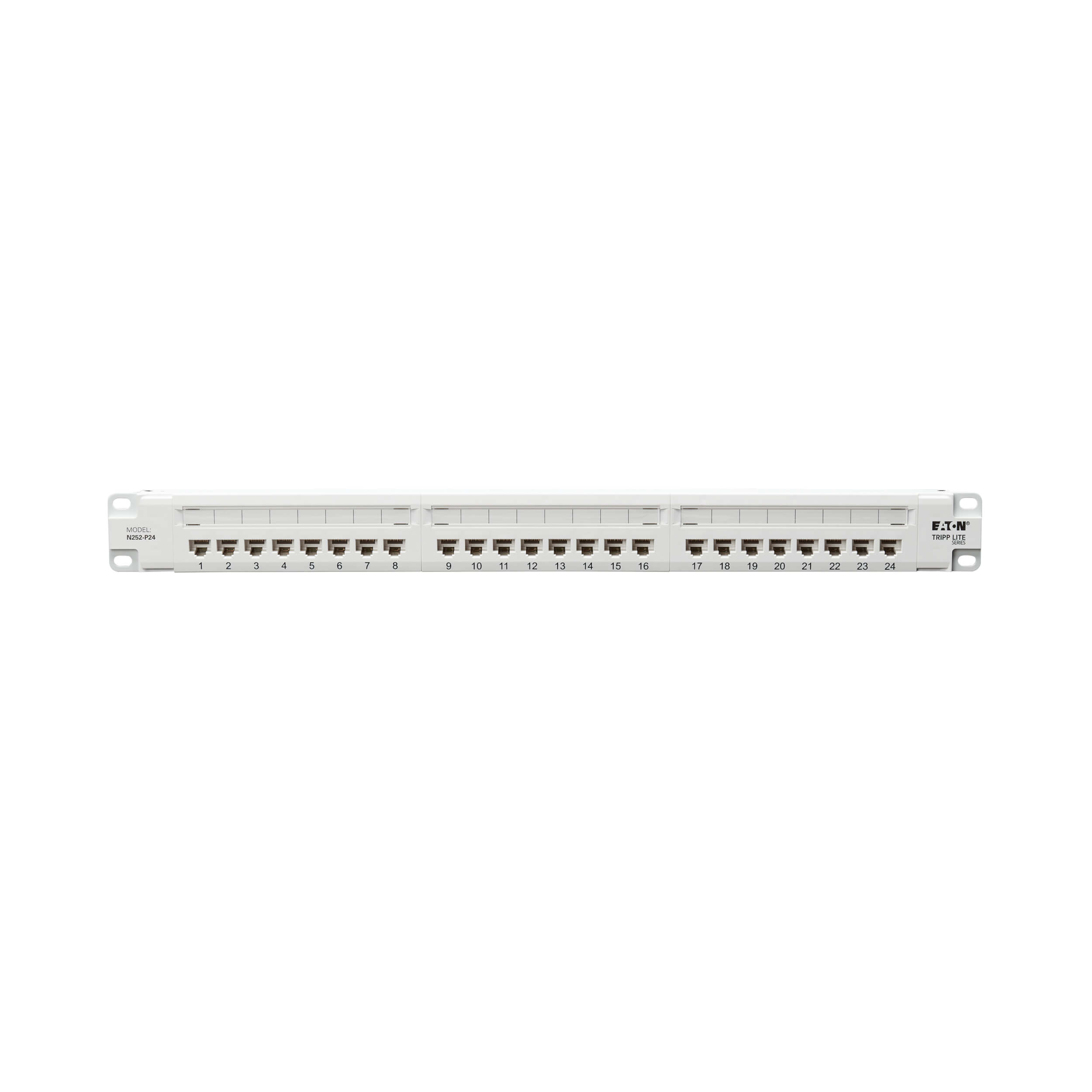 24-Port Cat6 Patch Panel, 4PPoE, 110 Krone, RJ45, 1U, White, TAA | Eaton