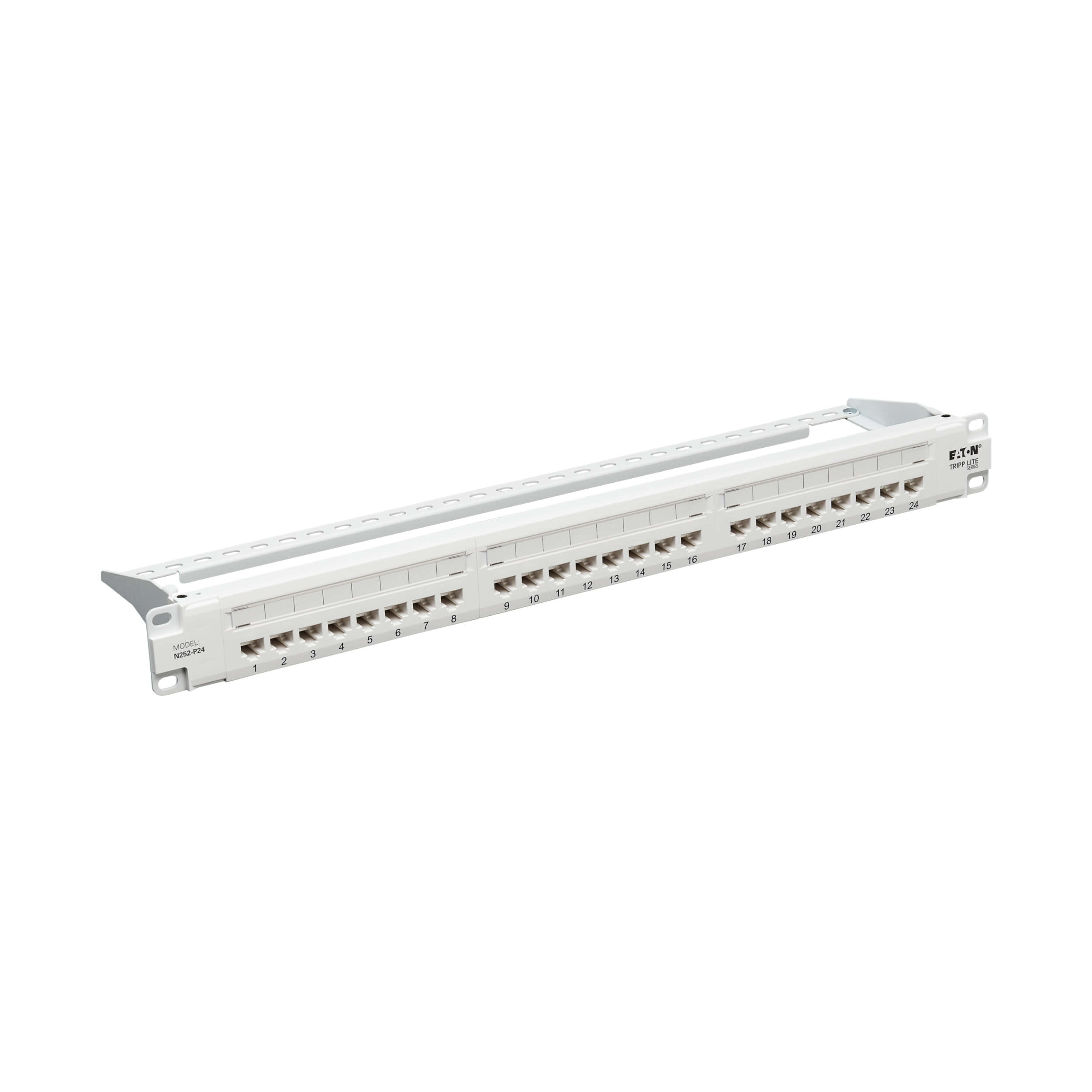 24-Port Cat6 Patch Panel, 4PPoE, 110 Krone, RJ45, 1U, White, TAA | Eaton