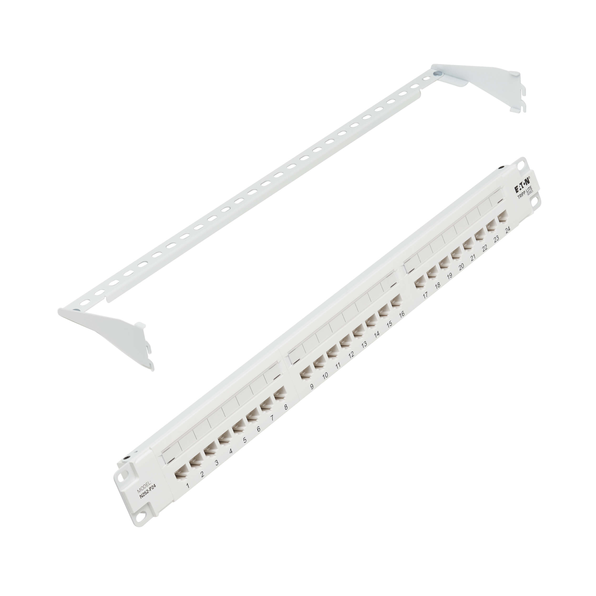 24-Port Cat6 Patch Panel, 4PPoE, 110 Krone, RJ45, 1U, White, TAA | Eaton