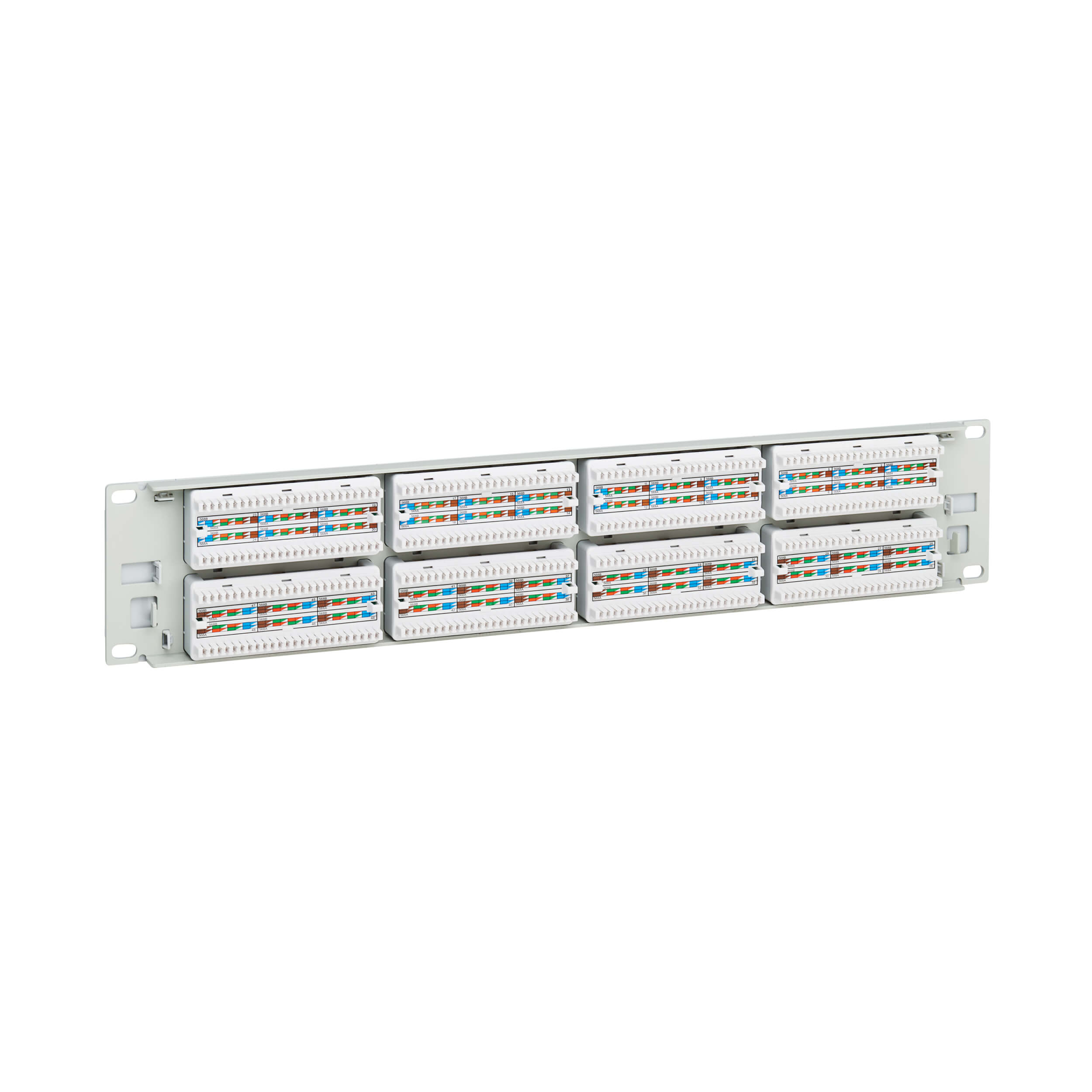 48-Port Cat6 Patch Panel, 4PPoE, 110 Krone, RJ45, 2U, White, TAA | Eaton