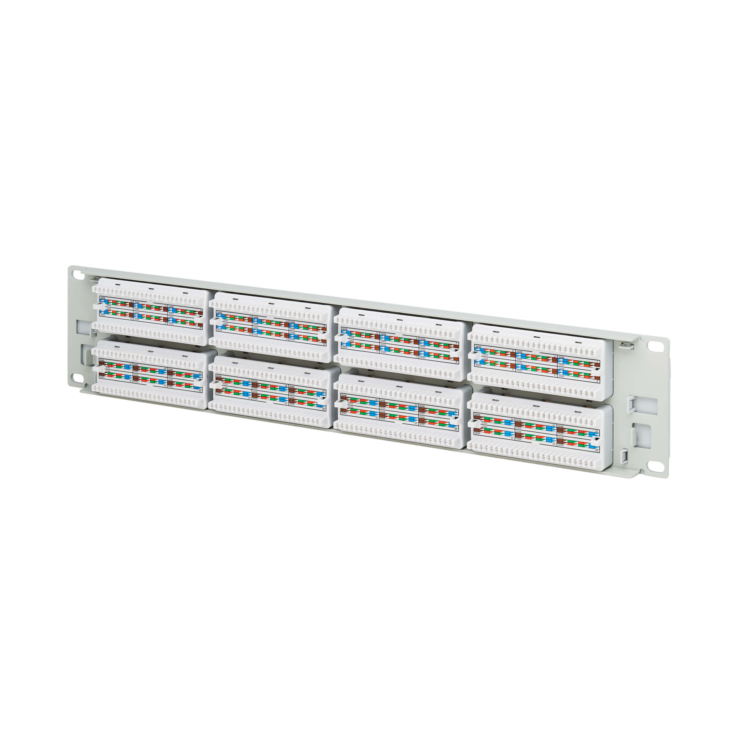 48-Port Cat6 Patch Panel, 4PPoE, 110 Krone, RJ45, 2U, White, TAA | Eaton