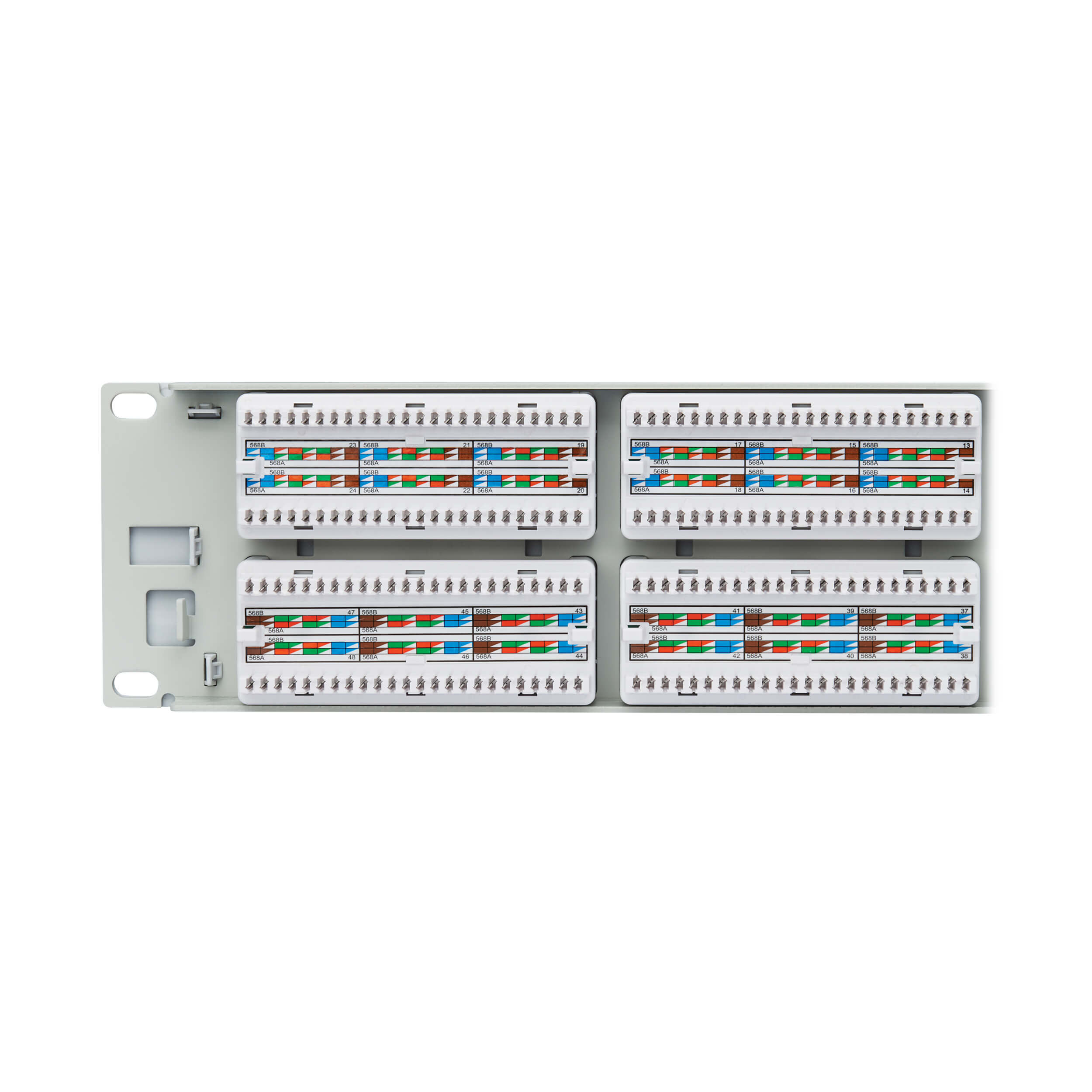 48-Port Cat6 Patch Panel, 4PPoE, 110 Krone, RJ45, 2U, White, TAA | Eaton