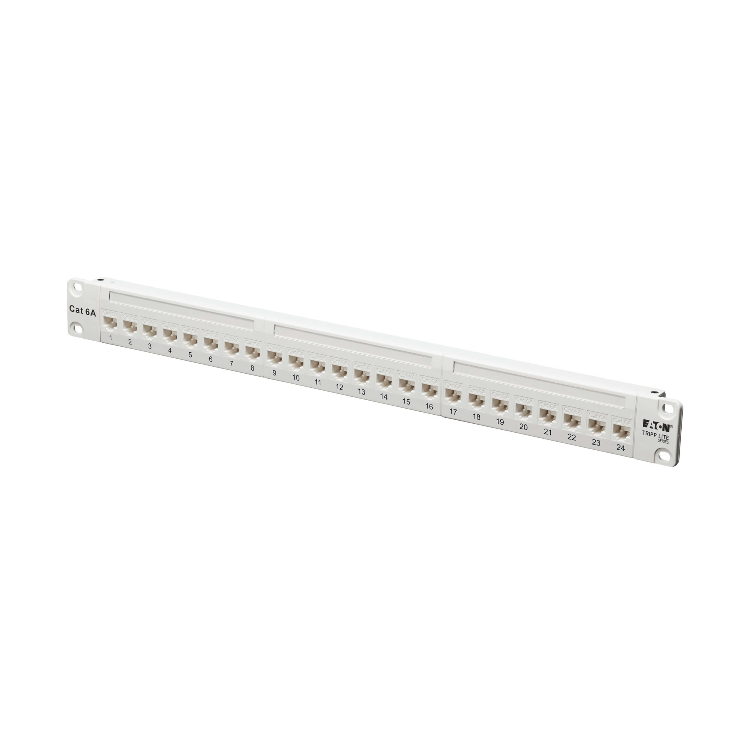 24-Port Cat6a Feedthrough Patch Panel, RJ45, 1U, White, TAA | Eaton
