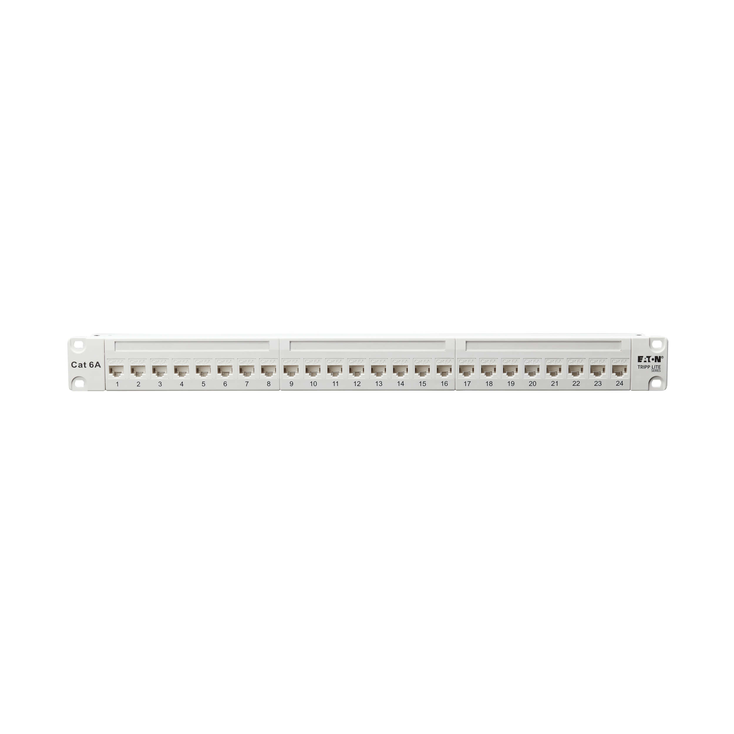 24-Port Cat6a Feedthrough Patch Panel, RJ45, 1U, White, TAA | Eaton