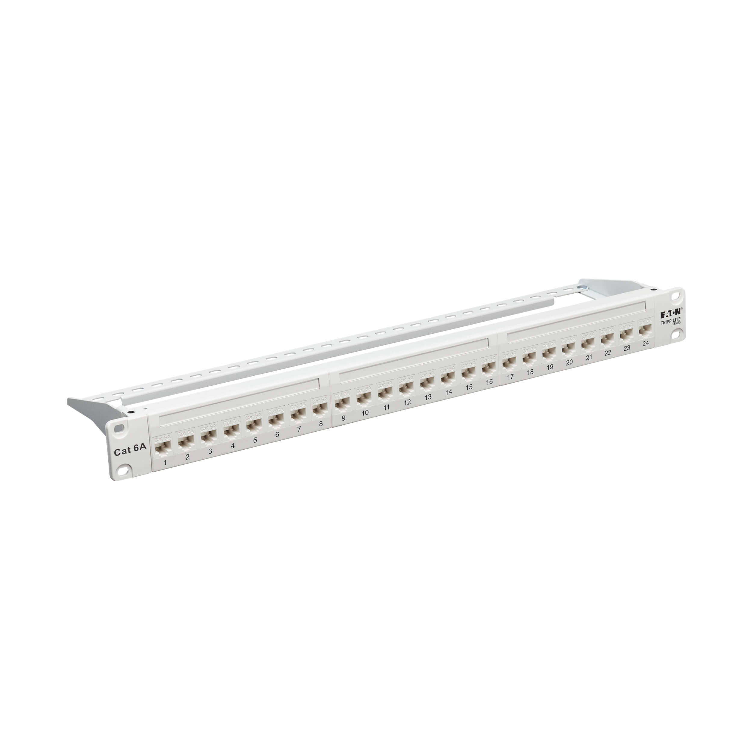 24-Port Cat6a Feedthrough Patch Panel, RJ45, 1U, White, TAA | Eaton