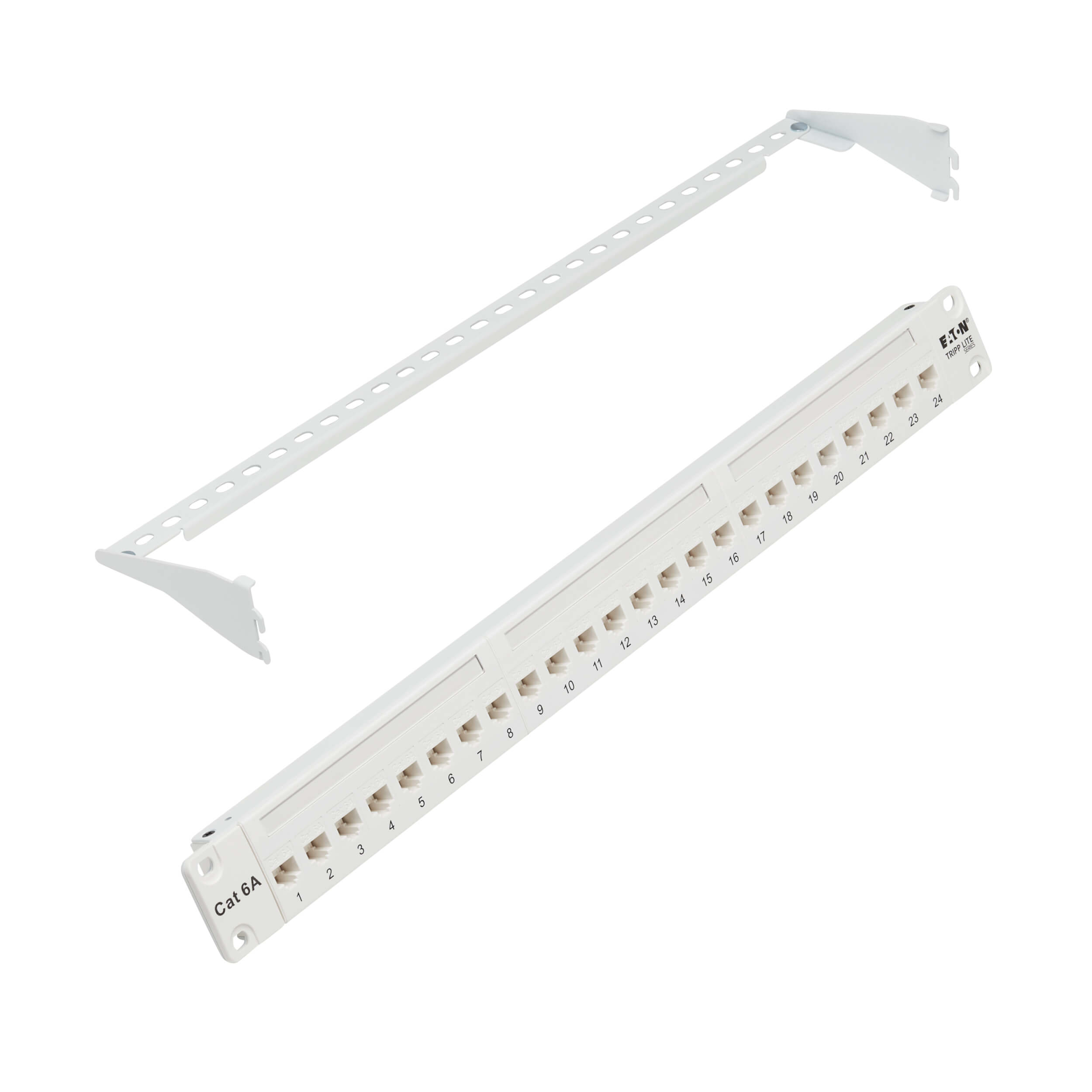 24-Port Cat6a Feedthrough Patch Panel, RJ45, 1U, White, TAA | Eaton