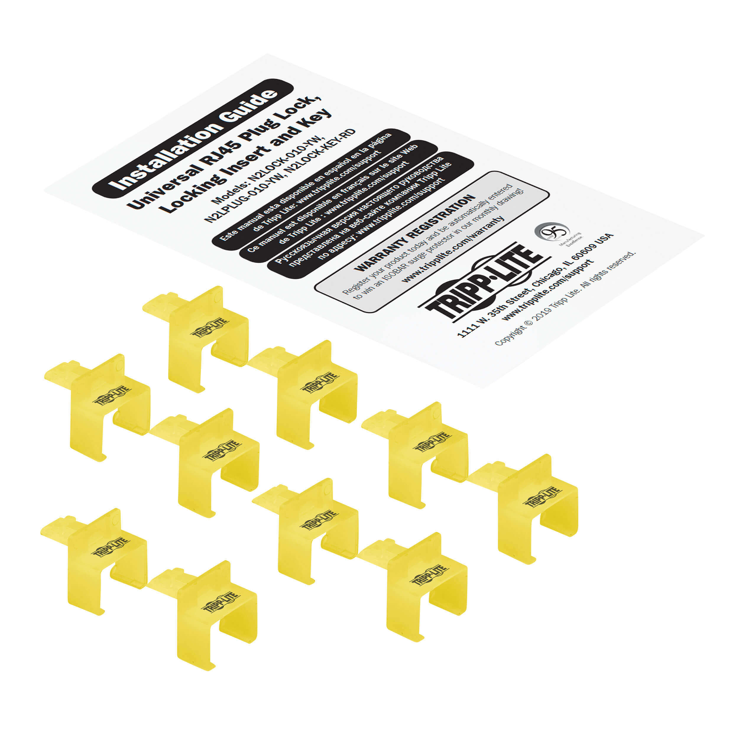 Tamper-proof RJ45 Plug Locks, 10 Pack, Yellow | Eaton