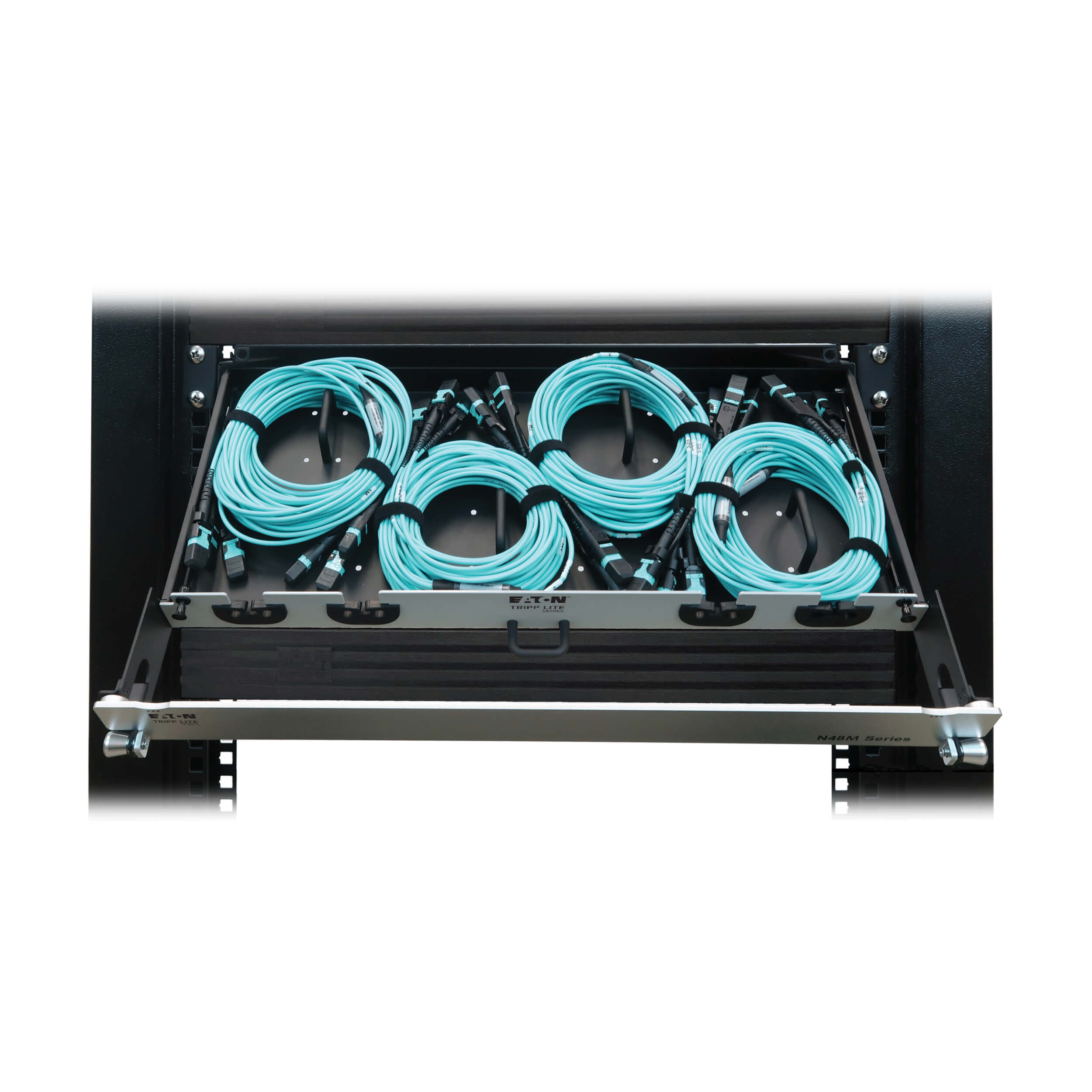 1U Preloaded Fiber Panel, MTP/MPO to MTP/MPO, 24F, OM4, 10M | Eaton