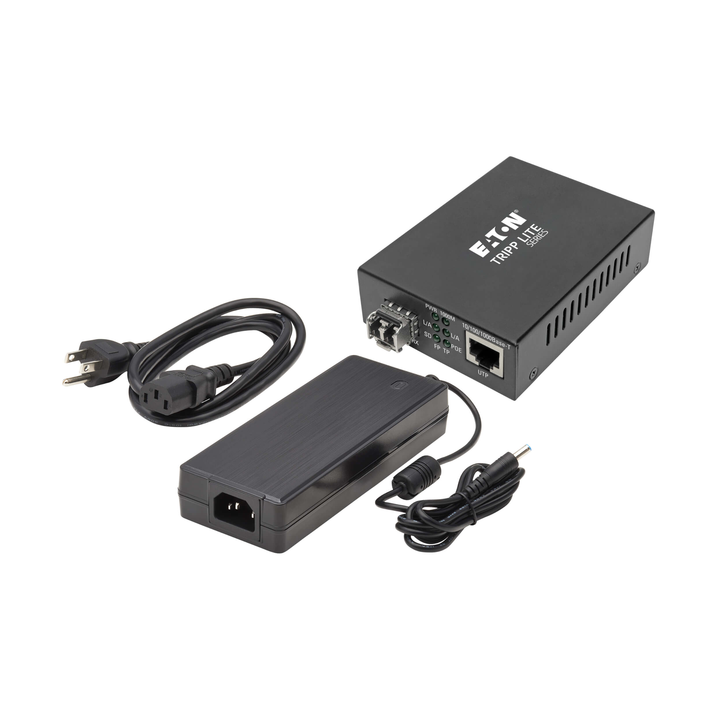 Multimode Fiber to Ethernet Media Converter, POE, LC, 550M | Eaton