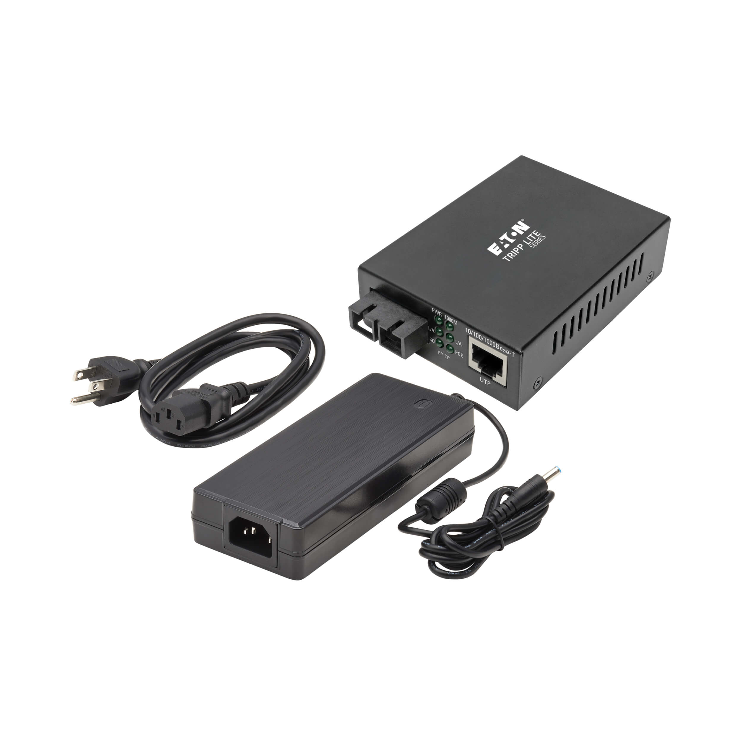 Multimode Fiber to Ethernet Media Converter, POE, SC, 2km | Eaton