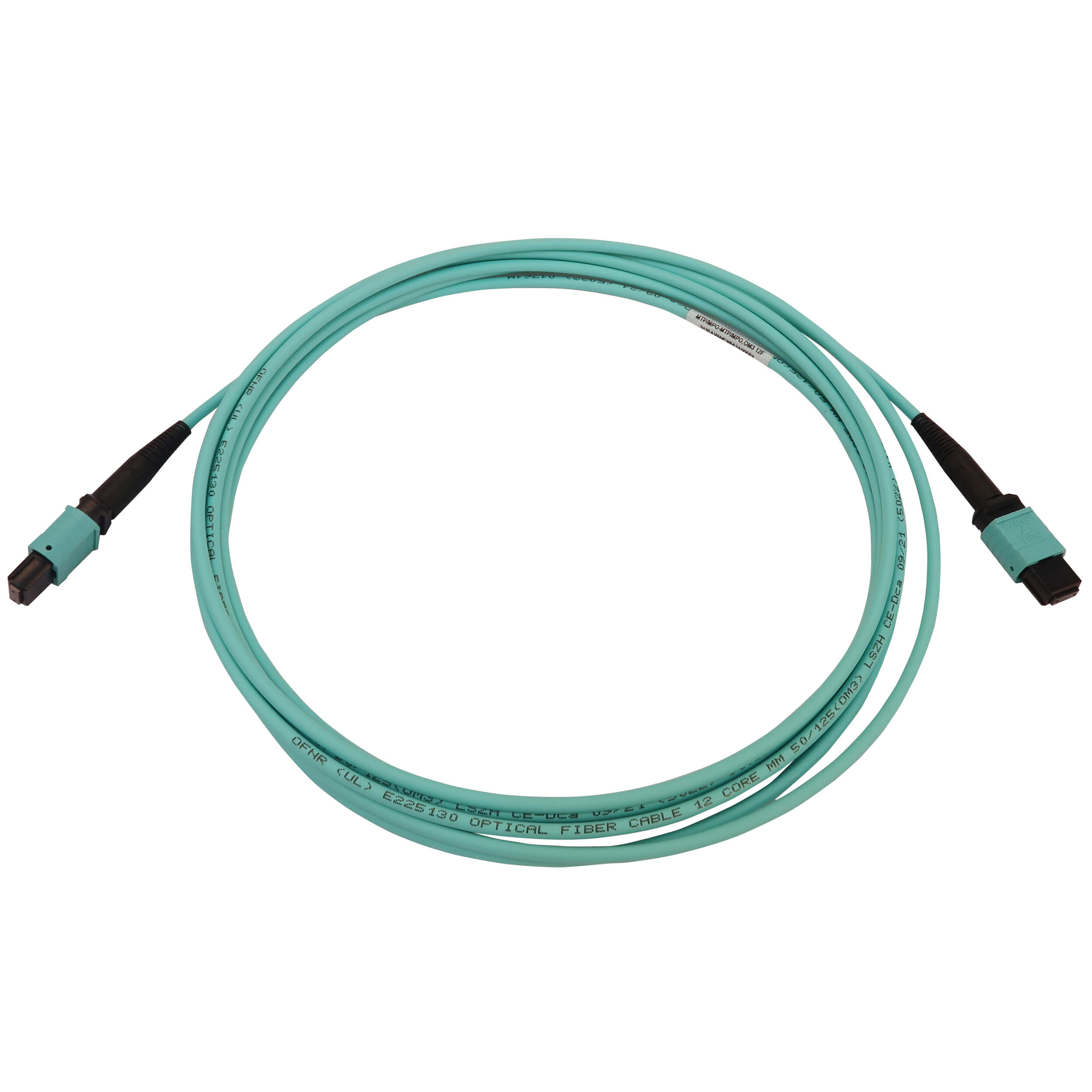 40/100/400G MTP/MPO Fiber Patch Cable, 50/125 OM3 - Aqua | Eaton