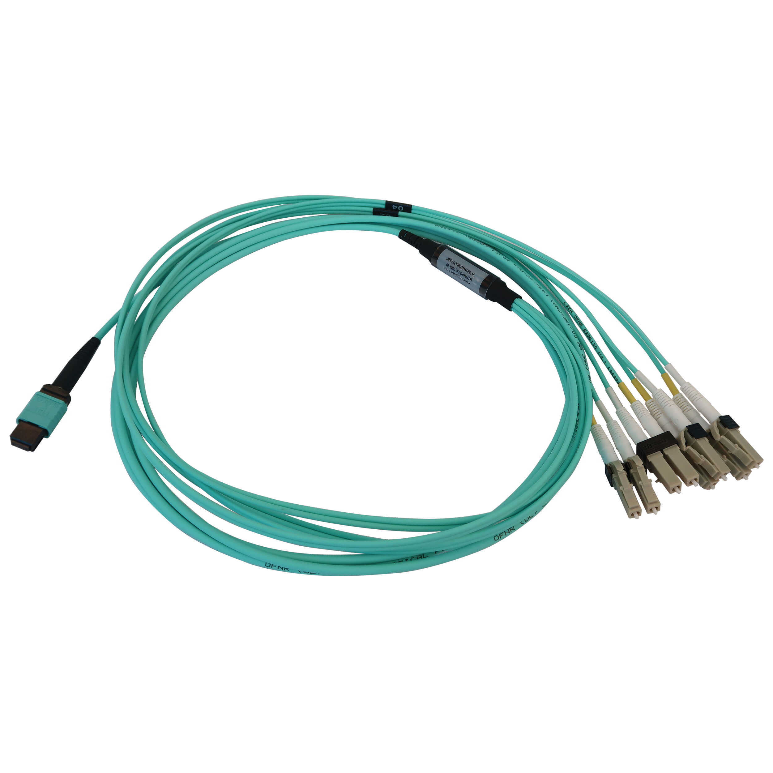 40/100/400G Switchable Fiber Patch Cable, MTP/MPO to 4x LC Duplex, 3M ...