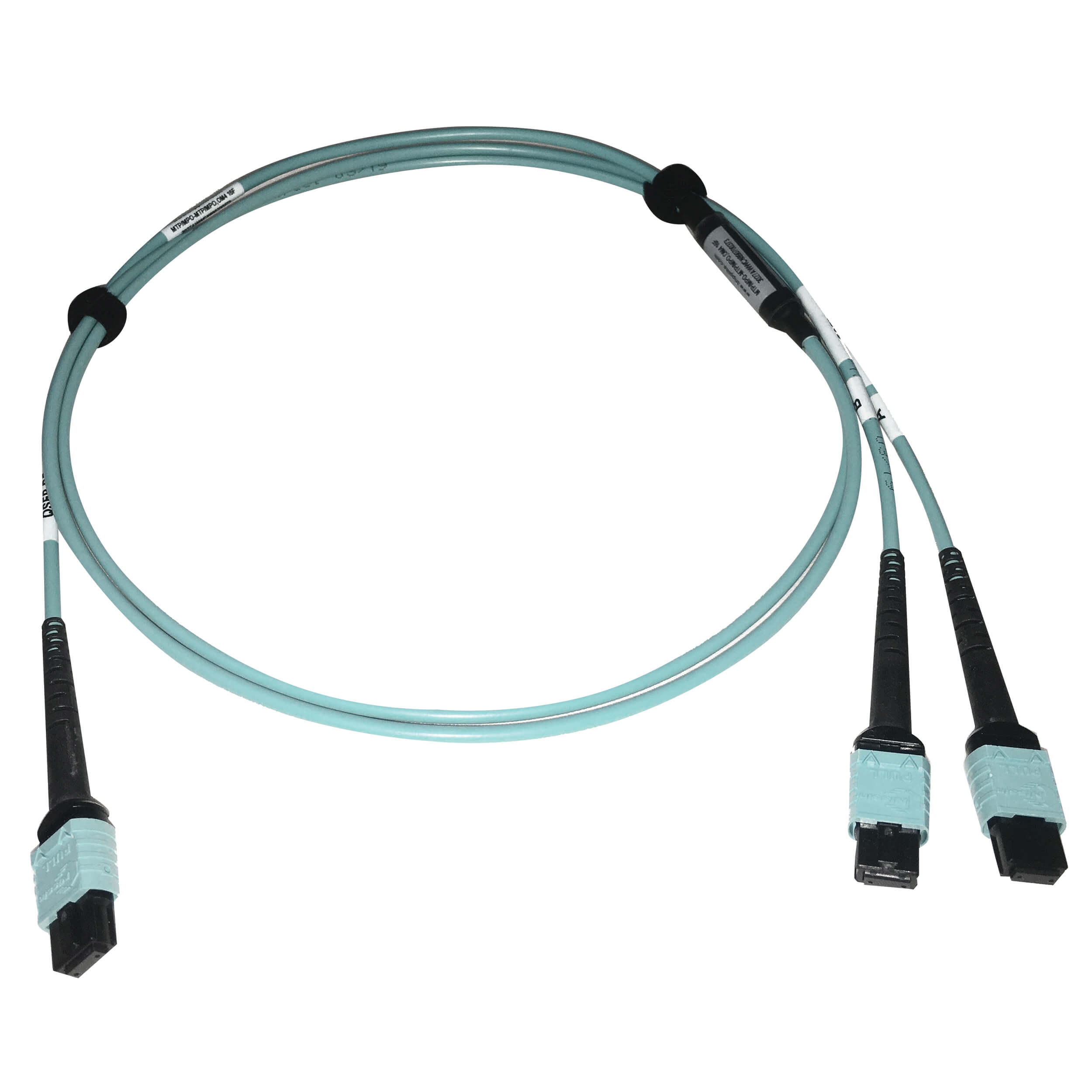 400G MTP/MPO Multimode OM4 Fiber Cable, 24F to 12F Aqua, 1M | Eaton