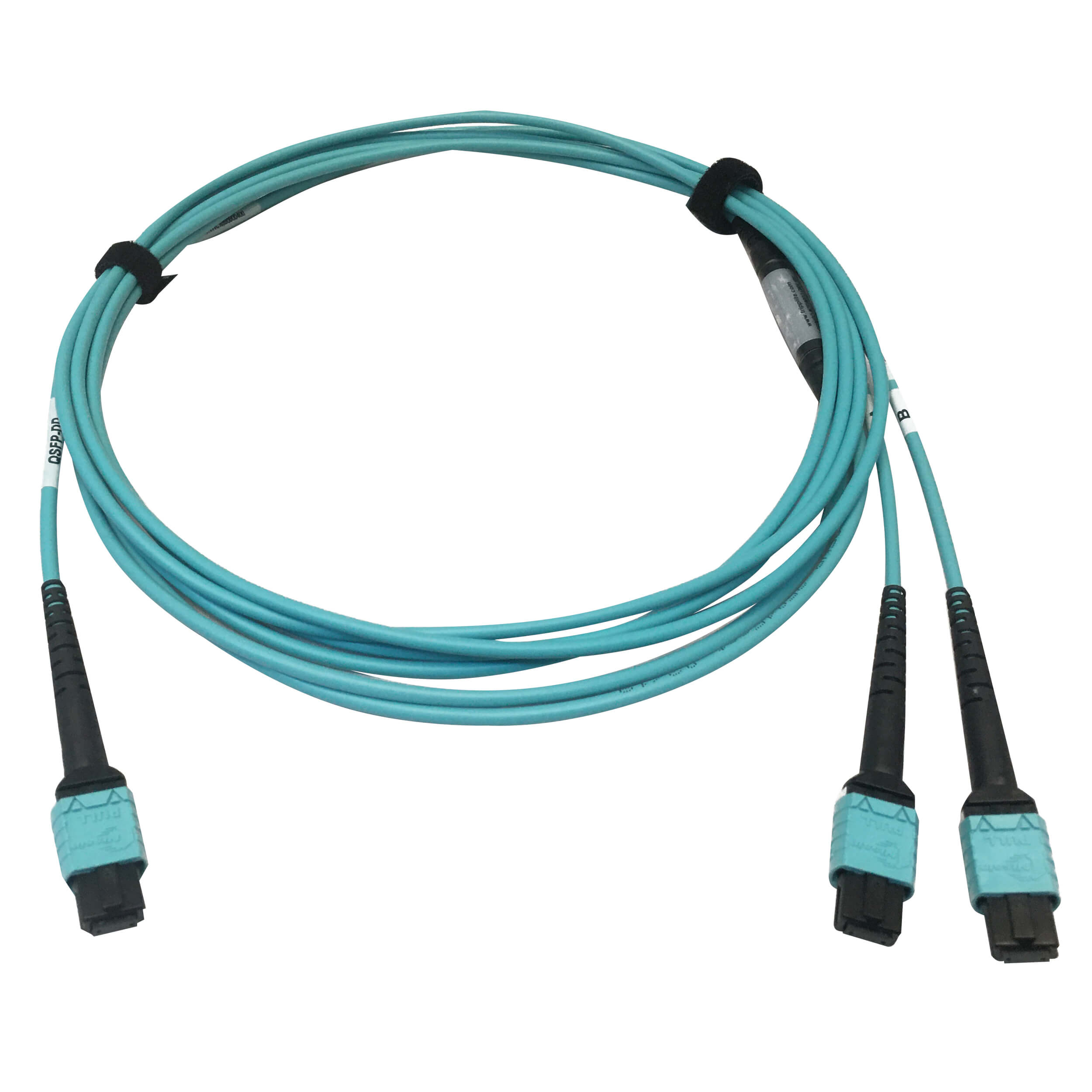 400G MTP/MPO Multimode OM4 Fiber Cable, 24F to 12F Aqua, 3M | Eaton