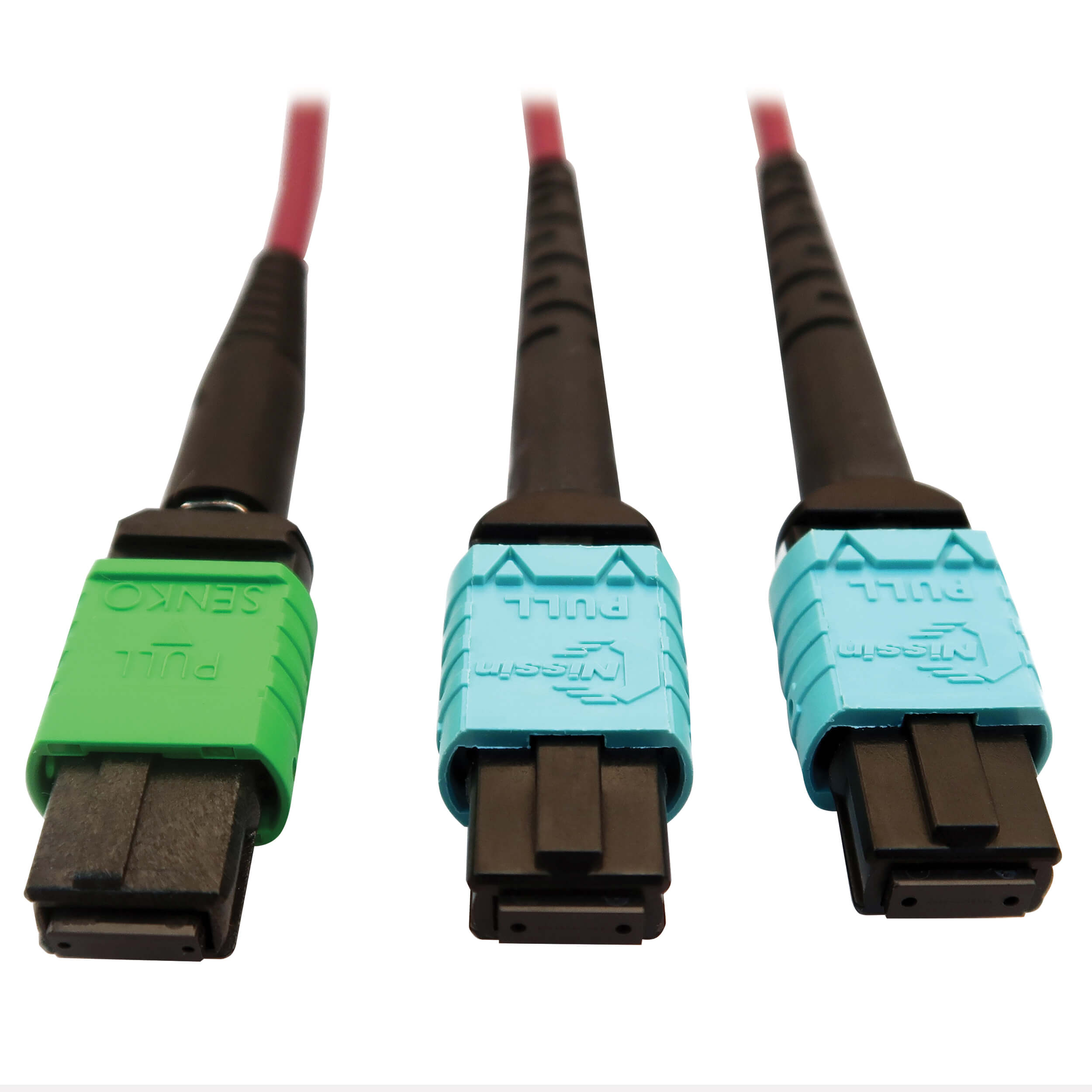 400G MTP/MPO Multimode OM4 Fiber Cable, 16F to 12F Magenta, 5M | Eaton