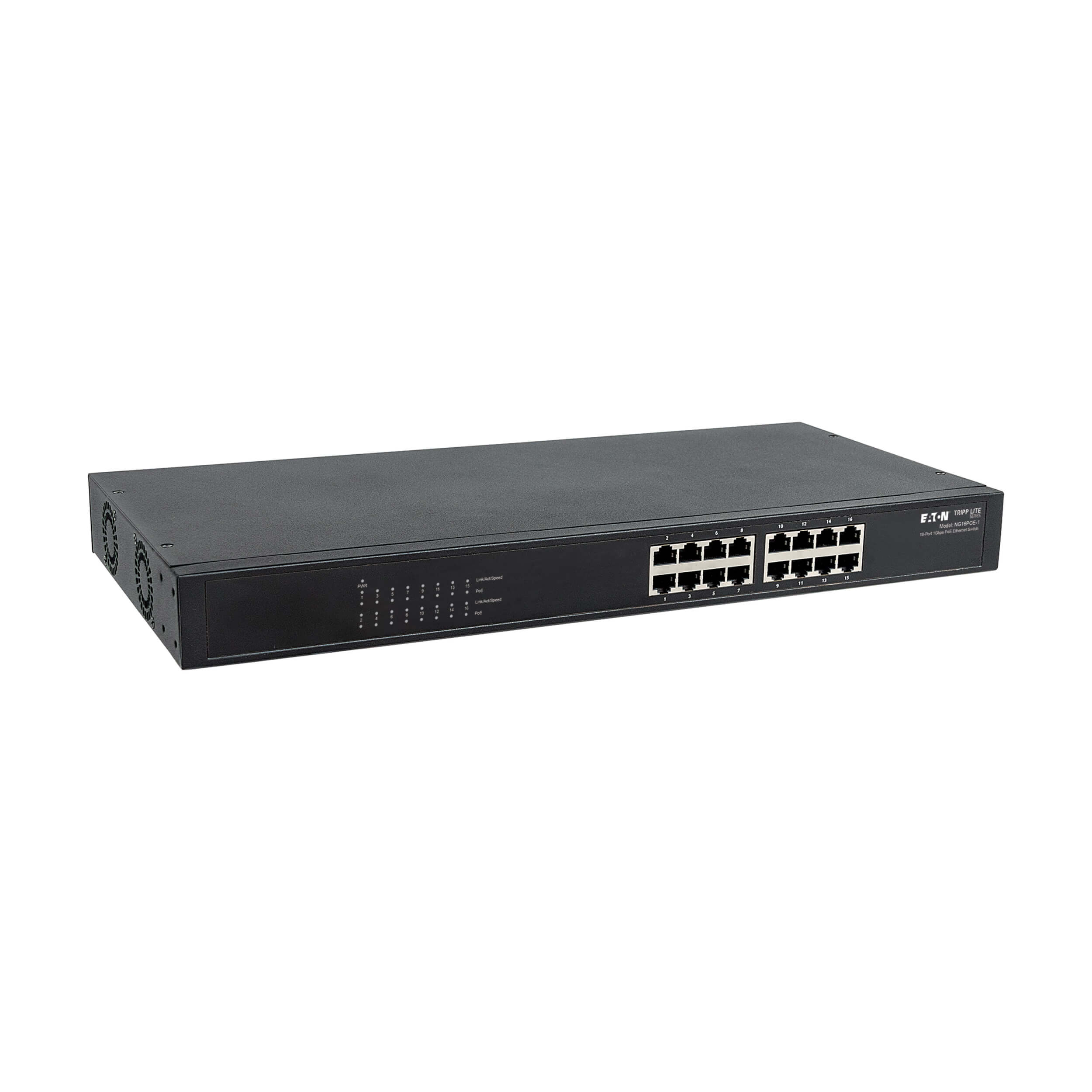 16-Port Unmanaged Switch, Gigabit Ethernet, PoE, 220W, Rackmount | Eaton