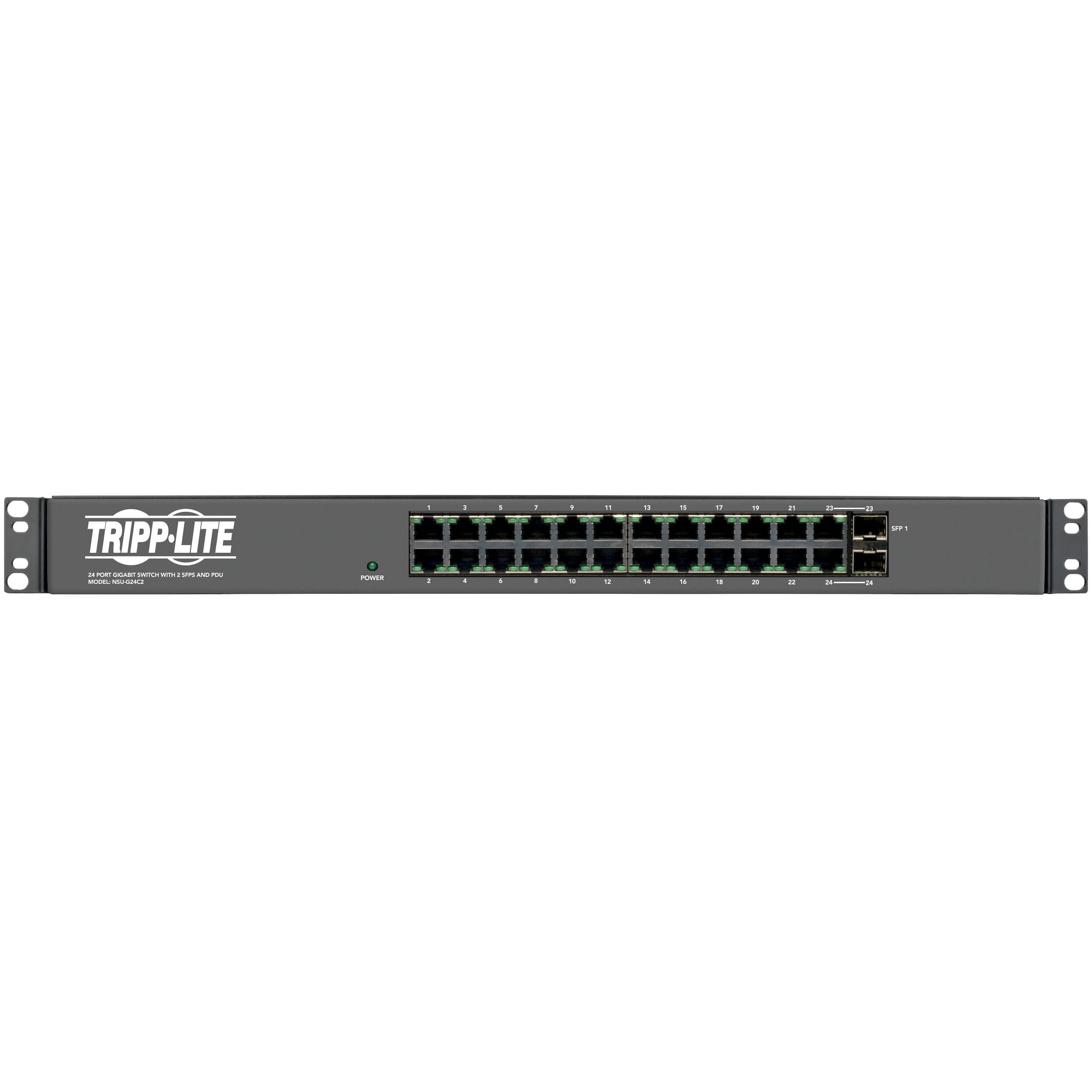24-Port Gigabit Ethernet Switch, 12 Outlet PDU, 2 SFP Ports | Eaton