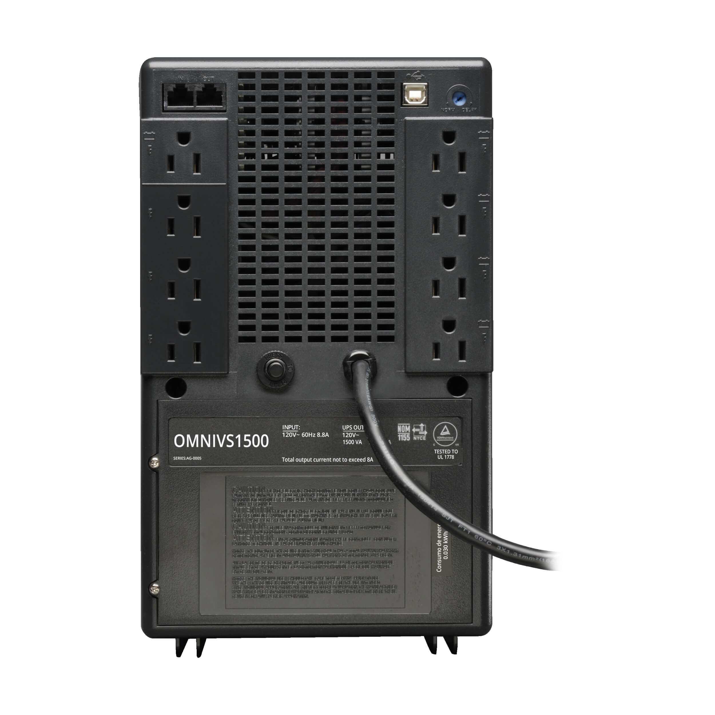 OmniVS 120V 1500VA 940W Line-Interactive UPS System, Tower, USB port | Eaton