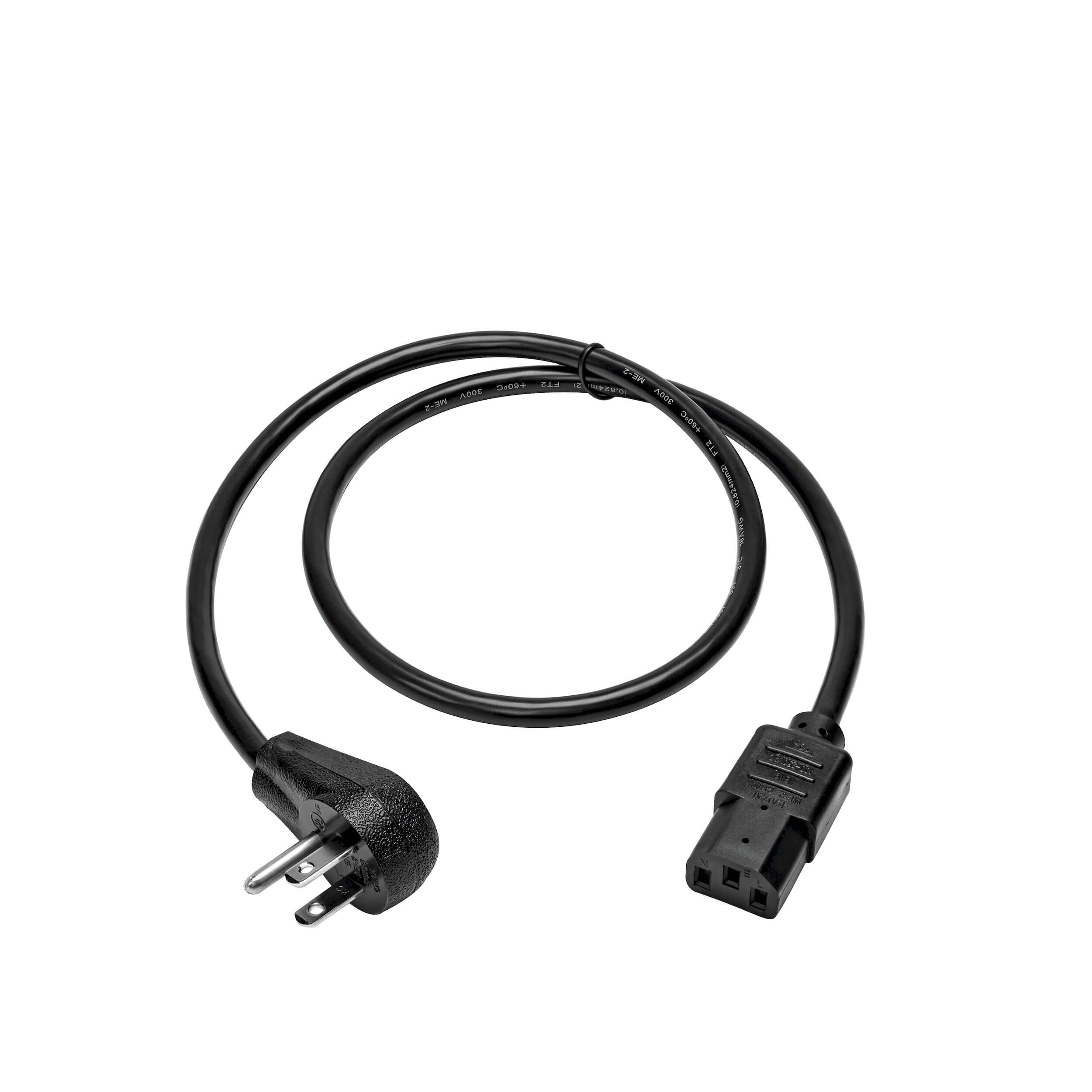 Power Cable, Right-Angle NEMA-5-15P to C13, 3ft, Black | Eaton