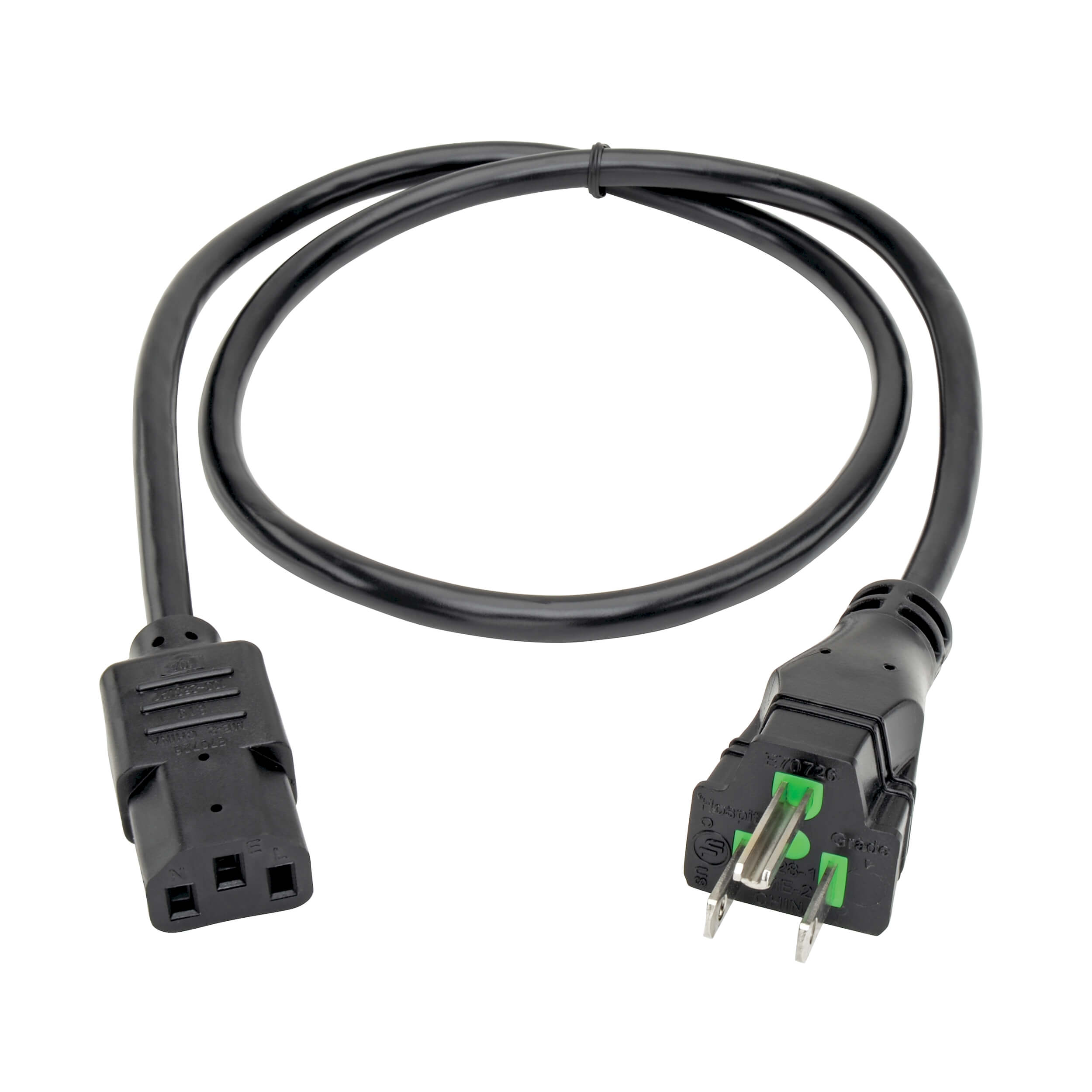 Hospital-Grade Power Cord, 5 15P to C13, 3 ft, Black | Eaton