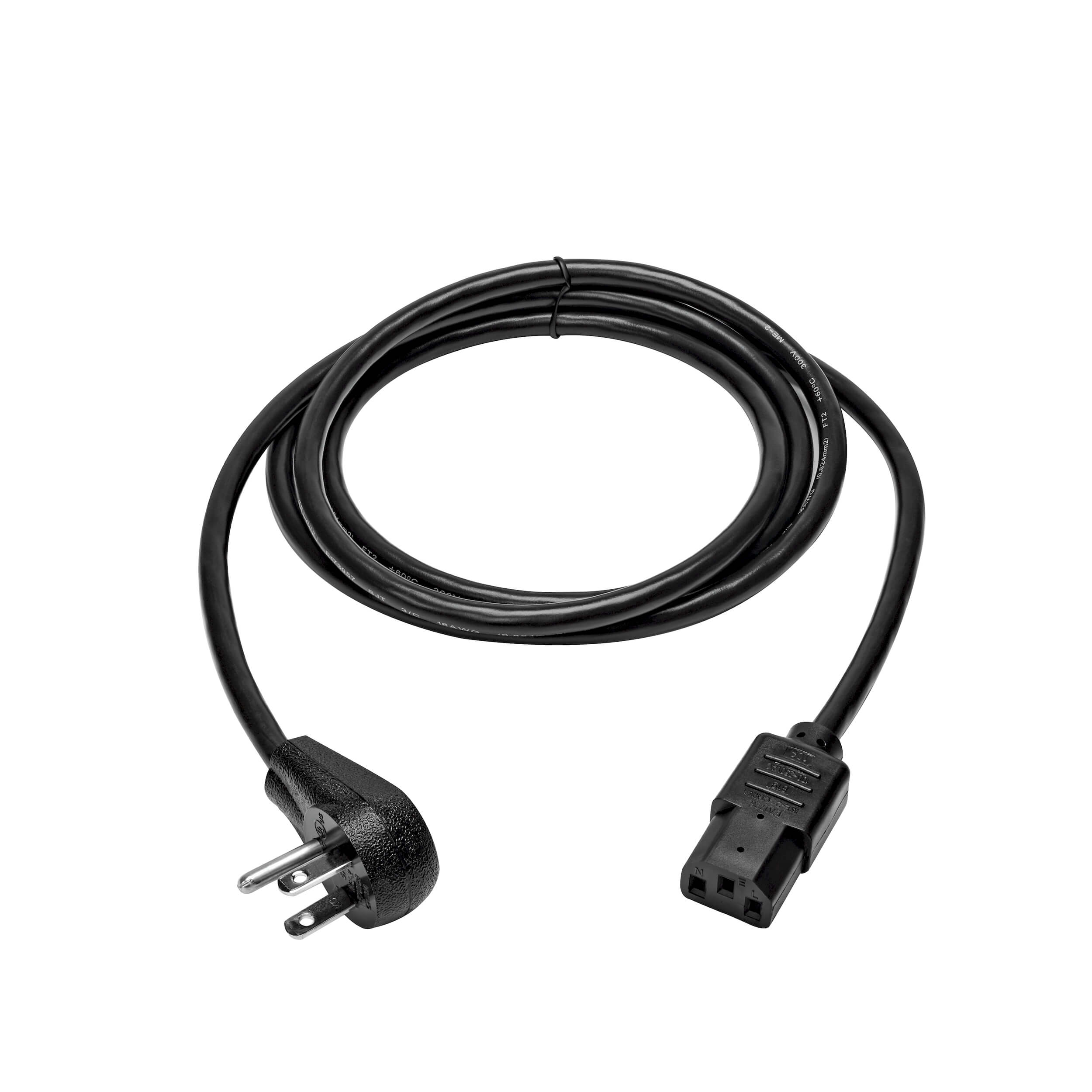 Power Cable, Right-Angle NEMA-5-15P to C13, 6-ft, Black | Eaton