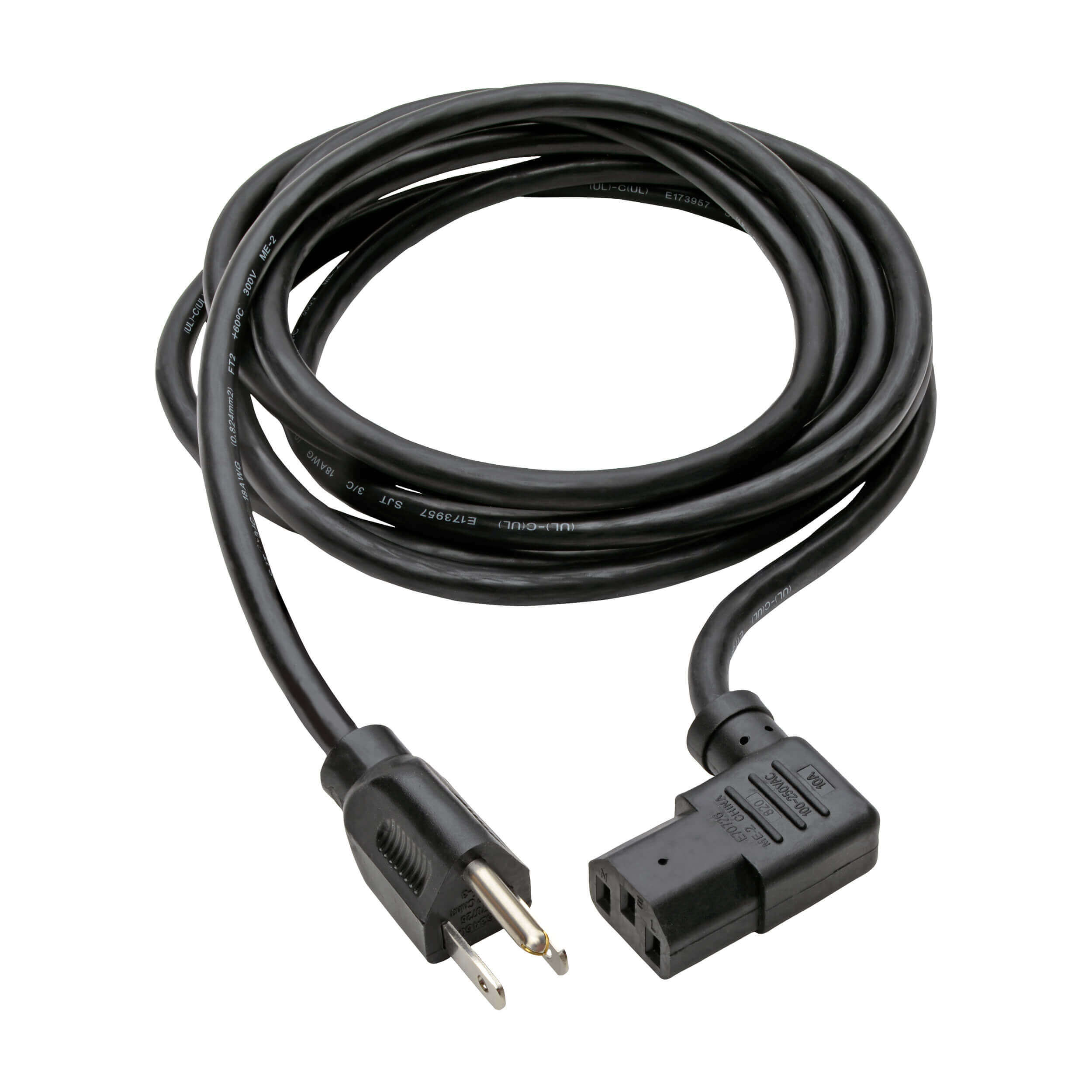 Right Angle PC Power Cord, 5 15P to C13, 14 ft | Eaton
