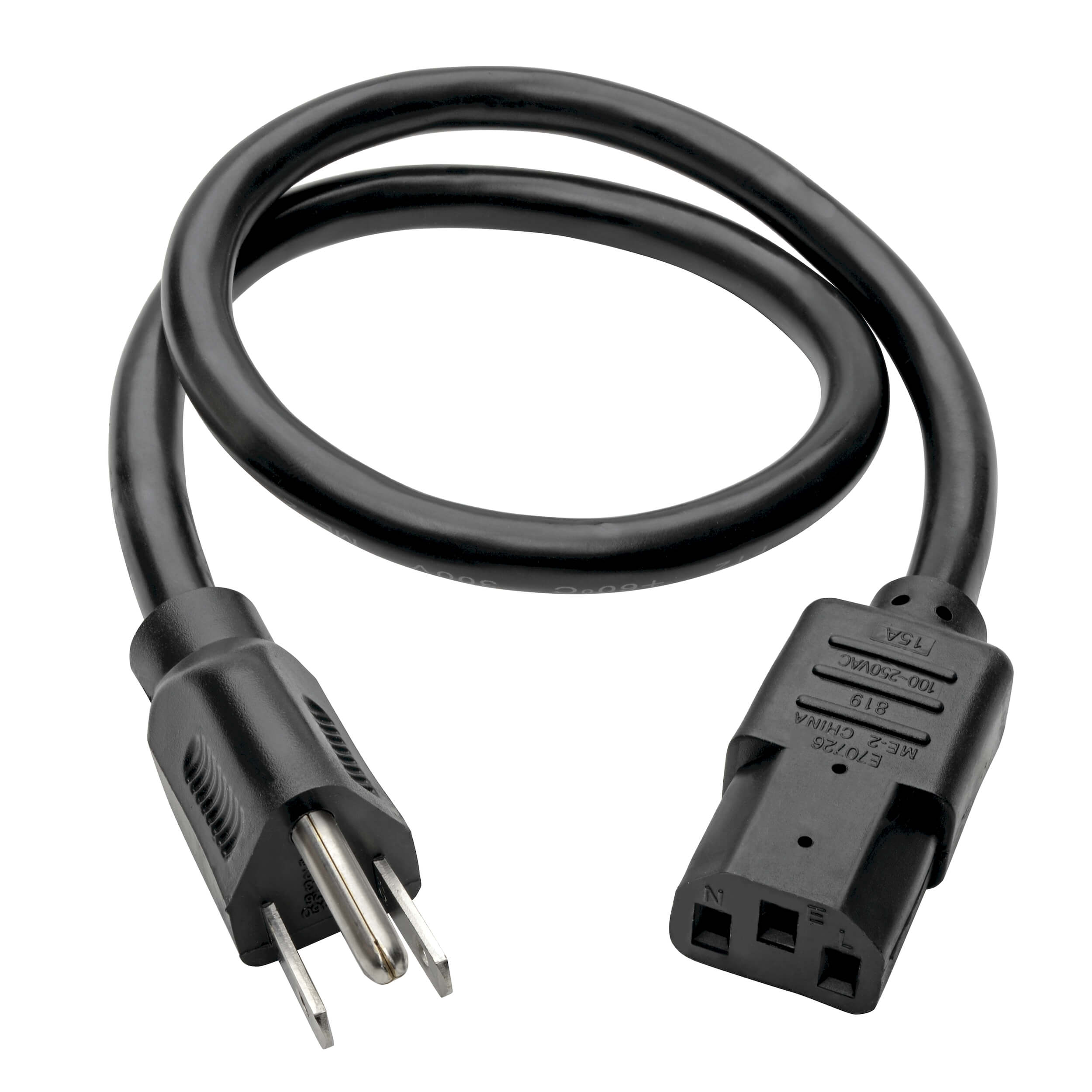 Computer Power Cord, 5 15P to C13, 2 ft, 14 AWG | Eaton