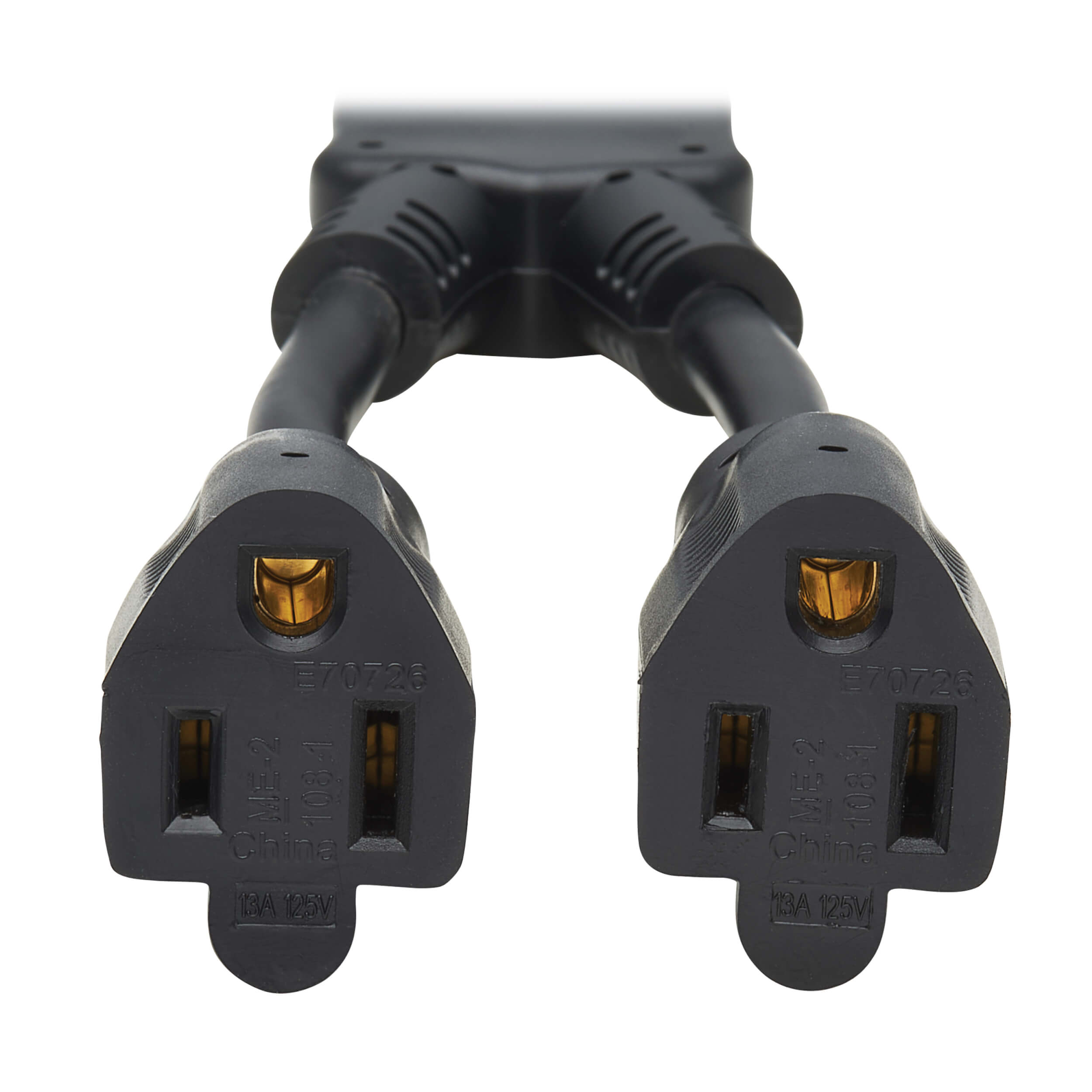 5-15P to (x2) 5-15R Extension Cord Splitter, 1 ft, Black | Eaton