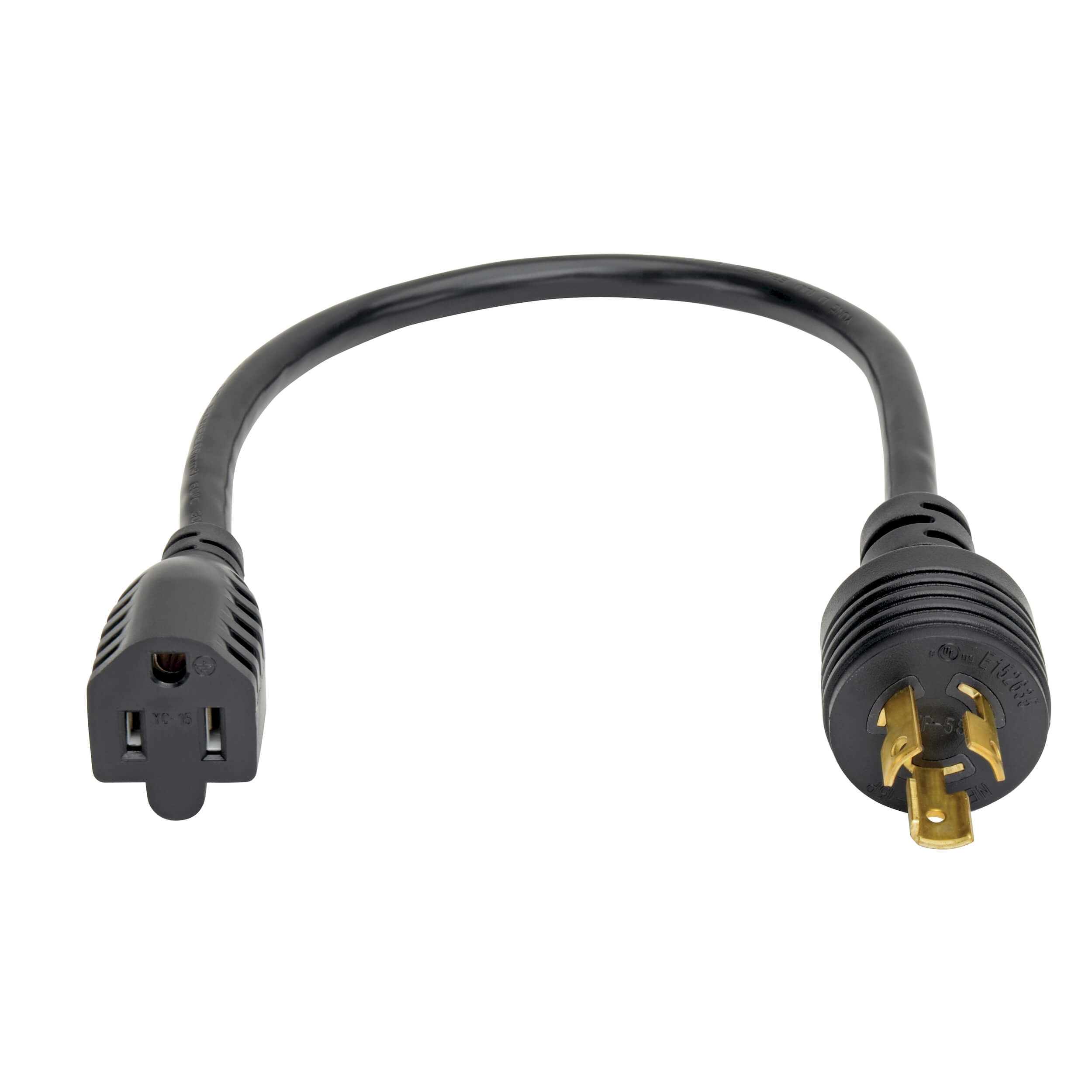 5 15R to L5 15P Adapter Power Cord, Heavy Duty, 1 ft, Black | Eaton