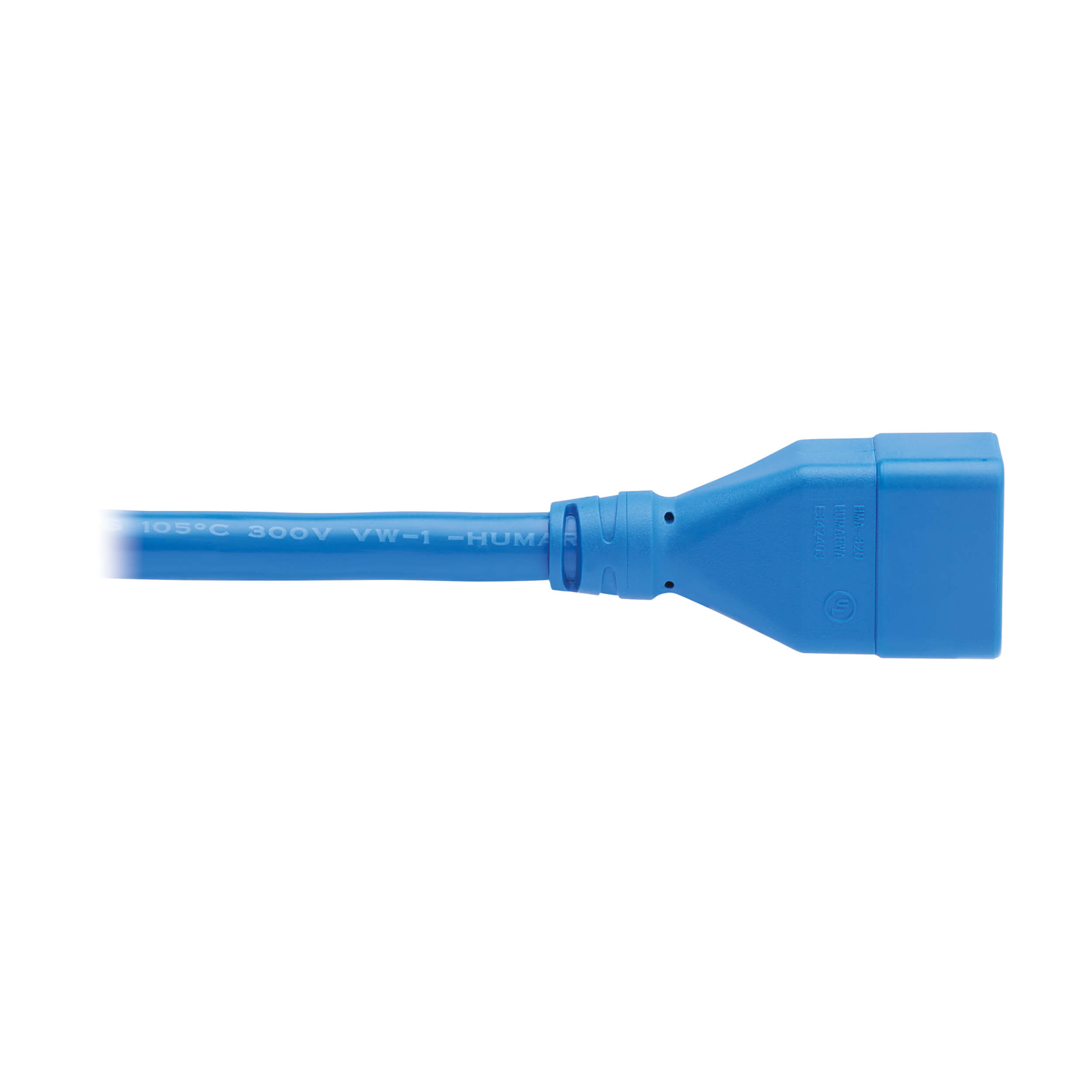 Blue C19 to C20 Power Cable, Heavy Duty Extension Cord, 20A, 2-ft | Eaton