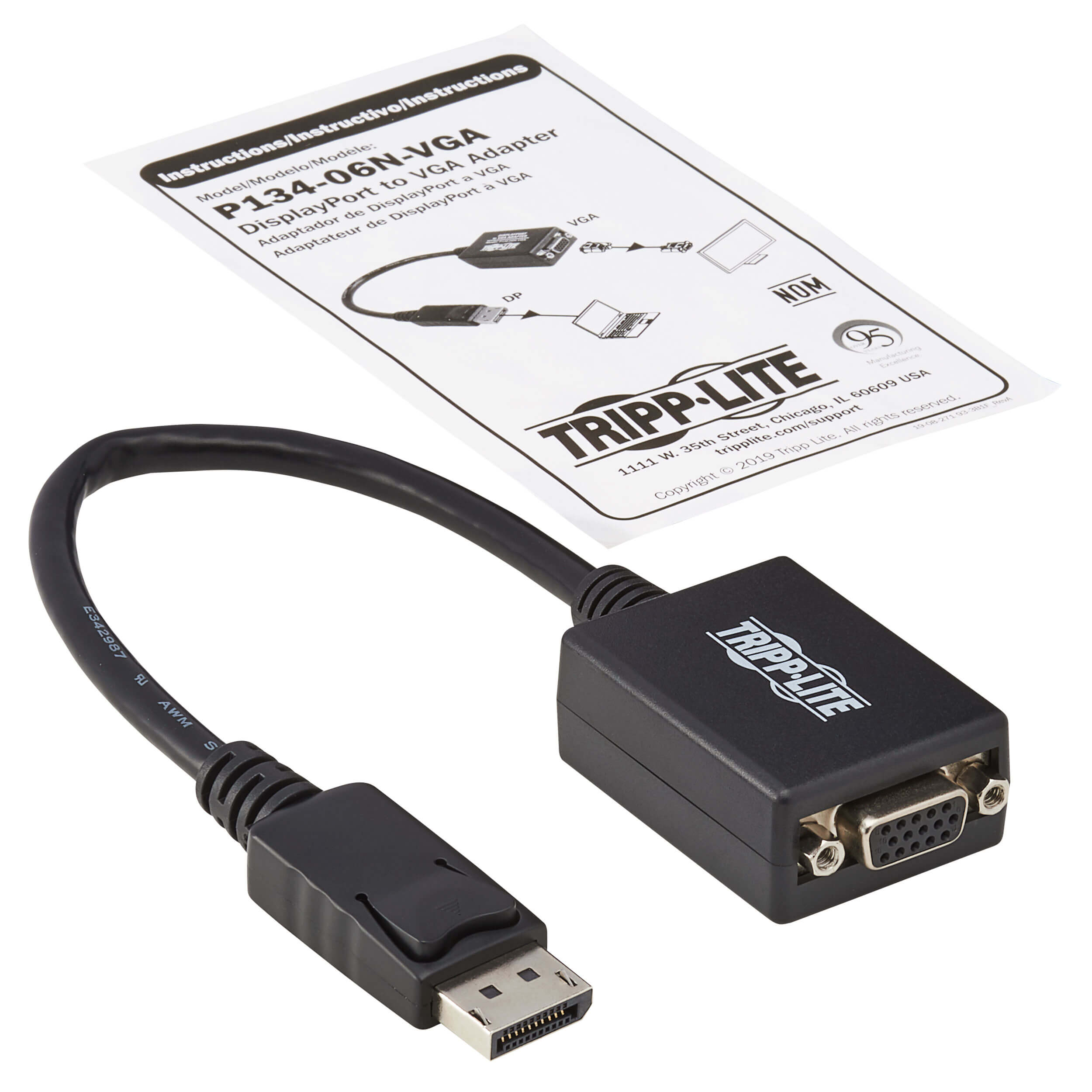 DisplayPort to VGA Active Adapter Video Converter, 6-in. | Eaton