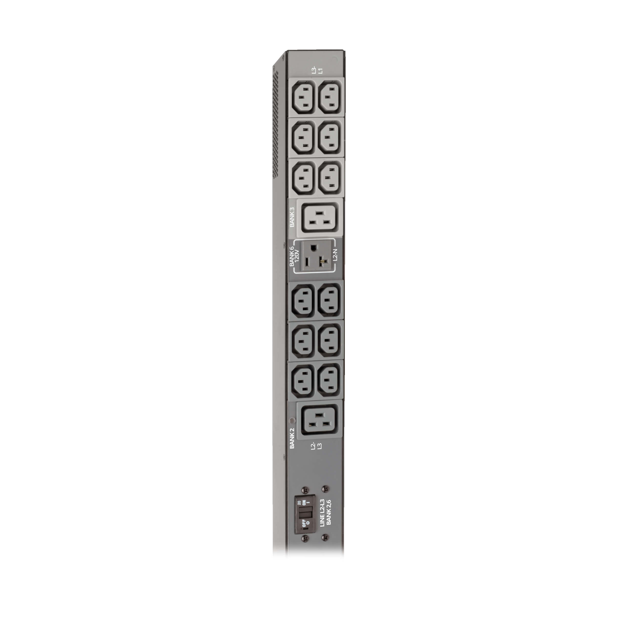 8.6kW 3-Phase Monitored PDU, NIC, 208/120V C13, C19 Outlets 5-15/20R ...