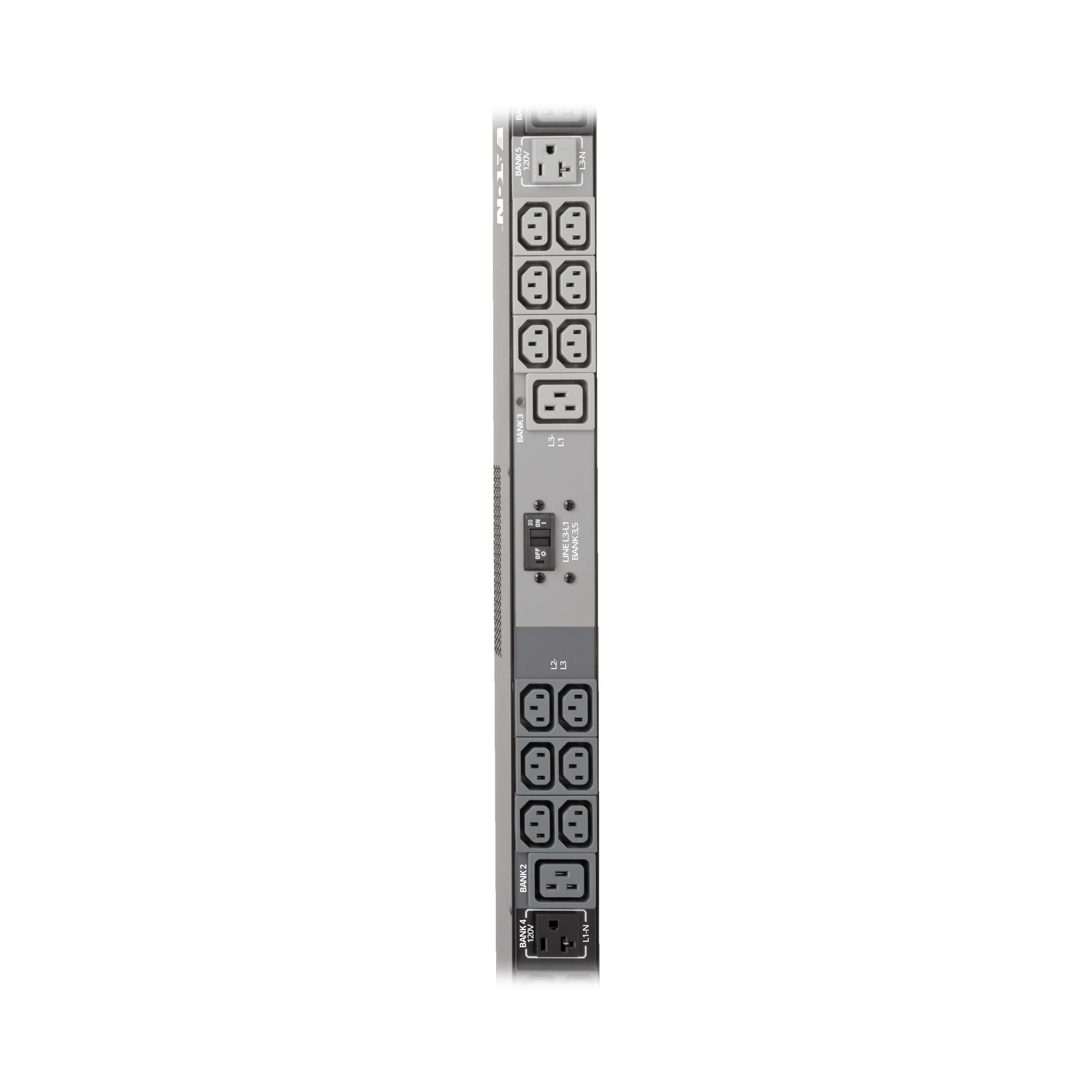 8.6kW 3-Phase Monitored PDU, NIC, 208/120V C13, C19 Outlets 5-15/20R ...