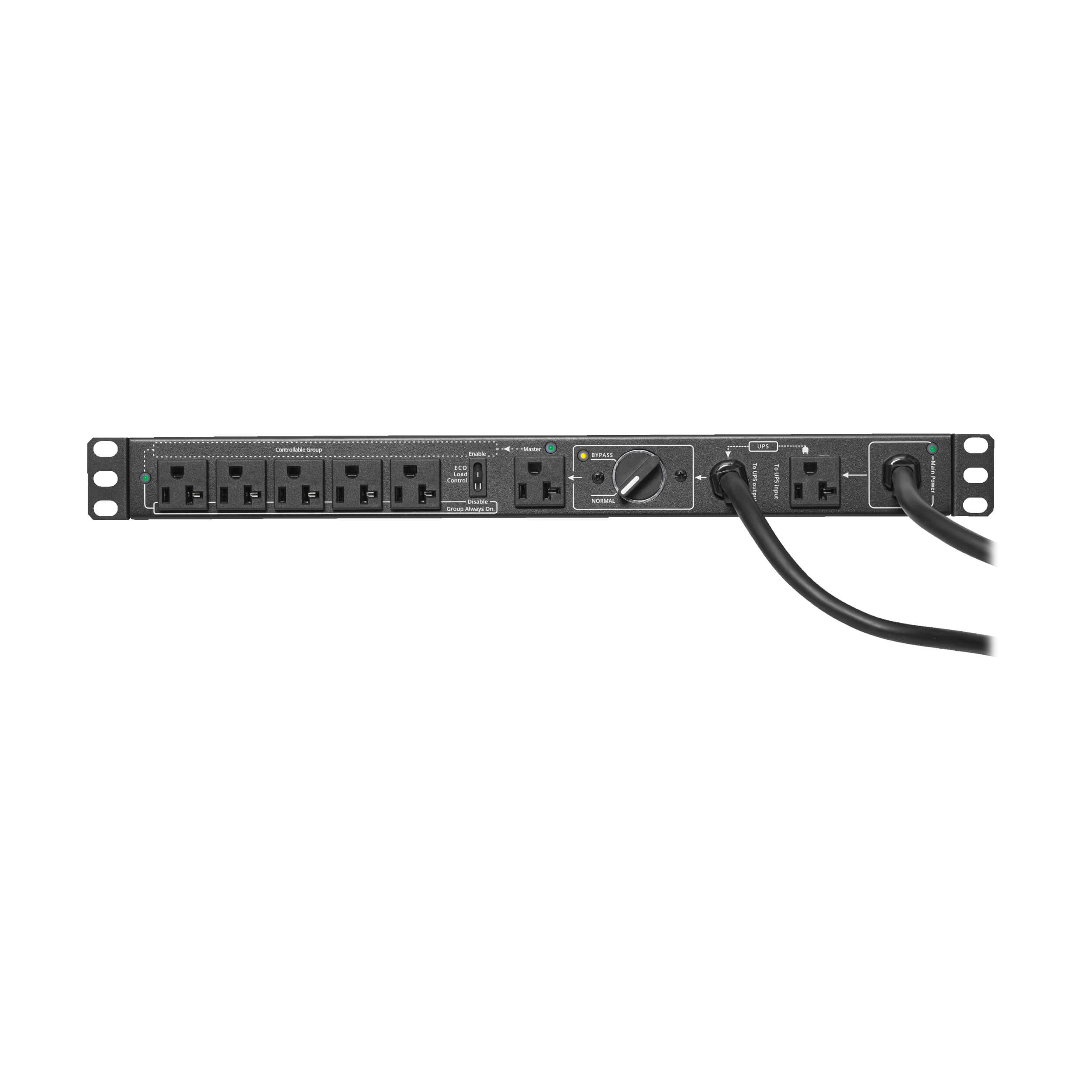 Single-Phase Hot-Swap PDU, 6x NEMA 5-20R Outlets, 2x 5-20P Inputs, 1U ...