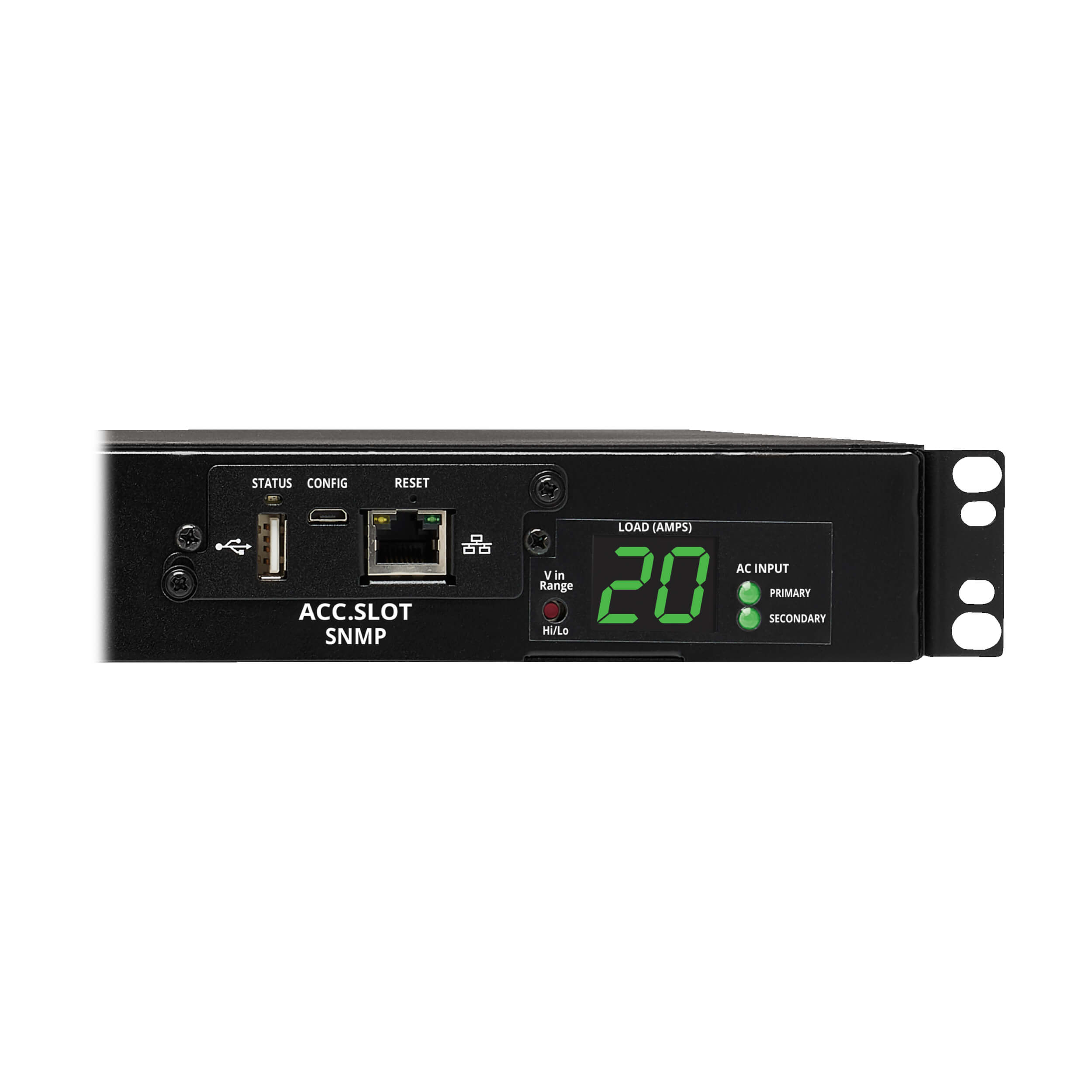 3.8kW Single-Phase Switched ATS PDU, Two 200-240V C20 Inlets, 8 C13 & 2 ...