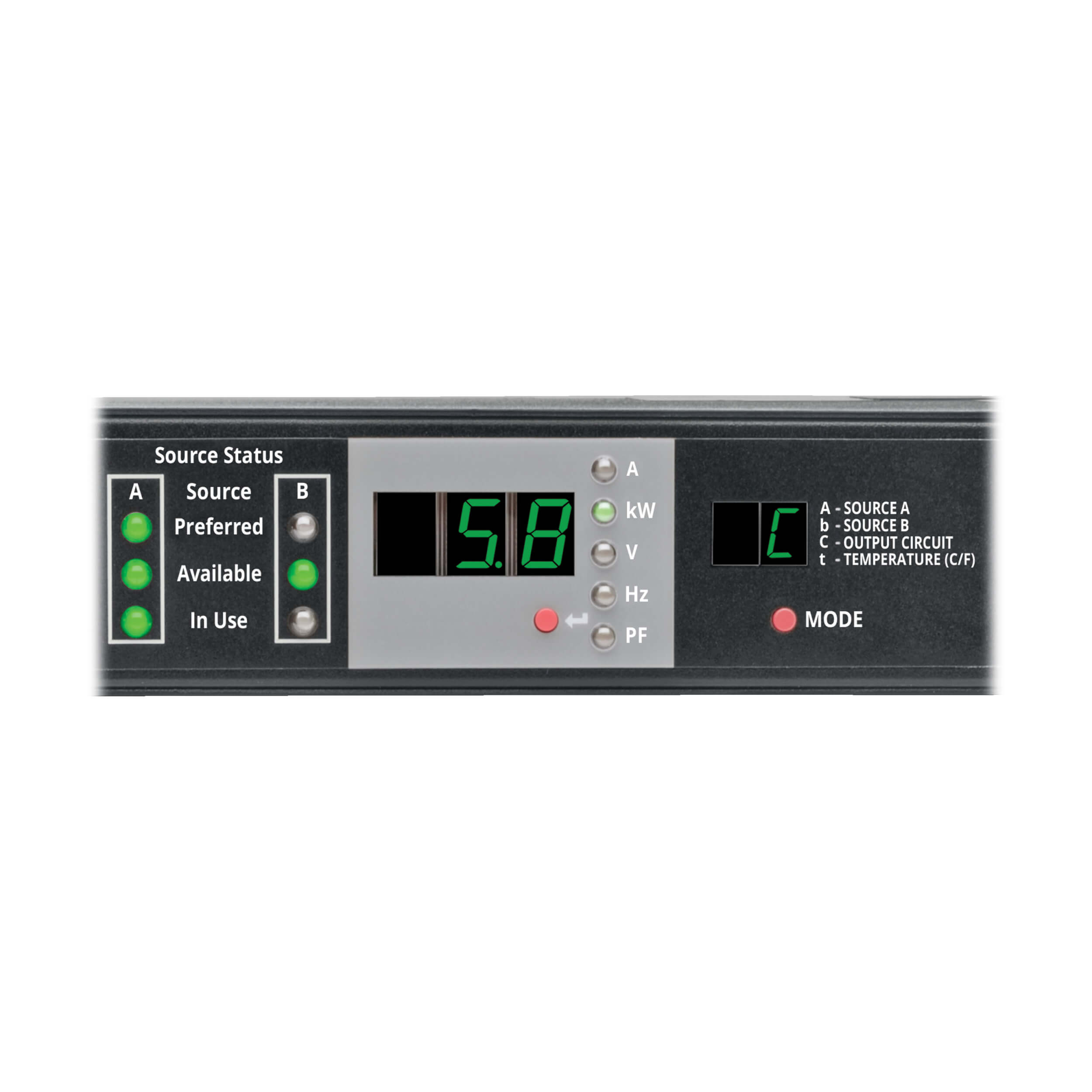 5.8kW Single-Phase Monitored ATS PDU, 2 200-240V 30A L6-30P Inputs, 1 ...
