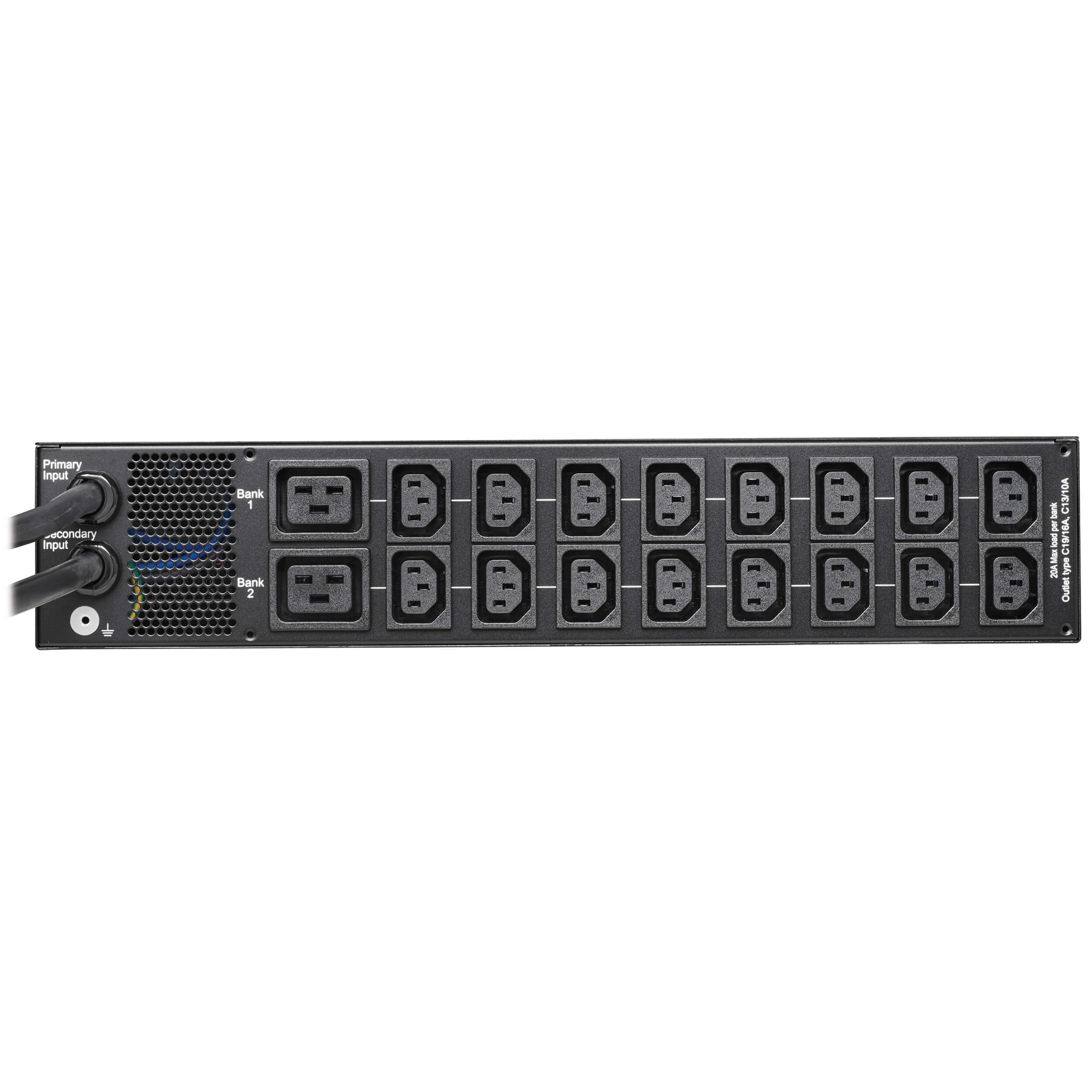 7.4kW Single-Phase Monitored PDU, ATS, 16x C13, 2x C19 Outlets, 2U, TAA ...
