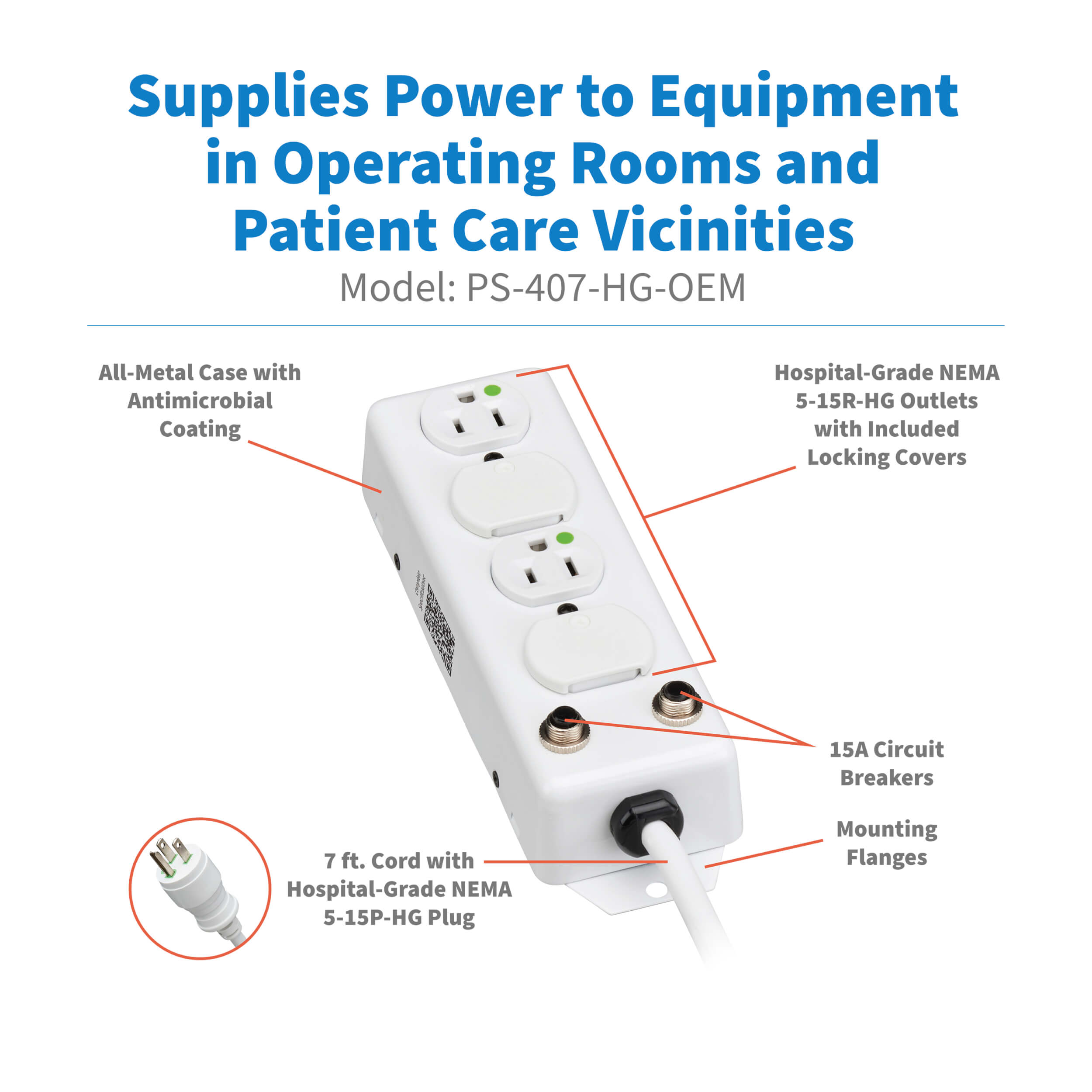 Supplies power to equipment mounted to IV poles, mobile carts, crash ...