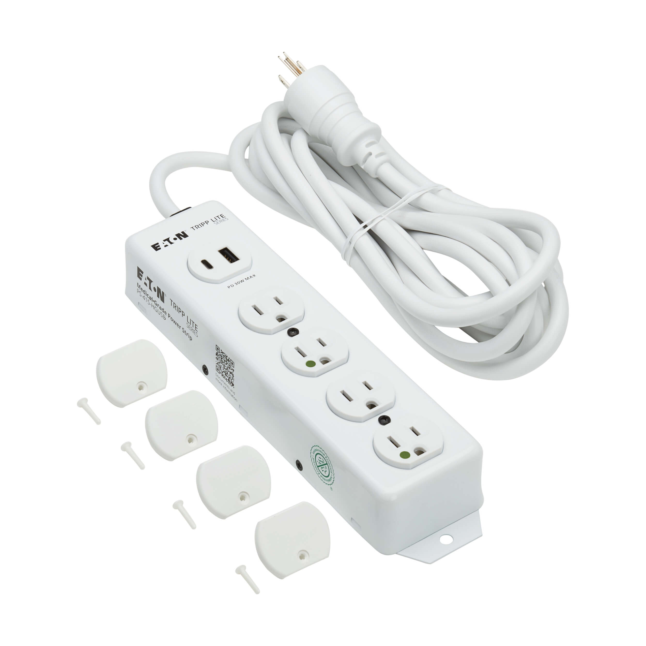 Medical-Grade Power Strip, UL 1363, 4 Outlets, 15ft Cord, USB Charger ...