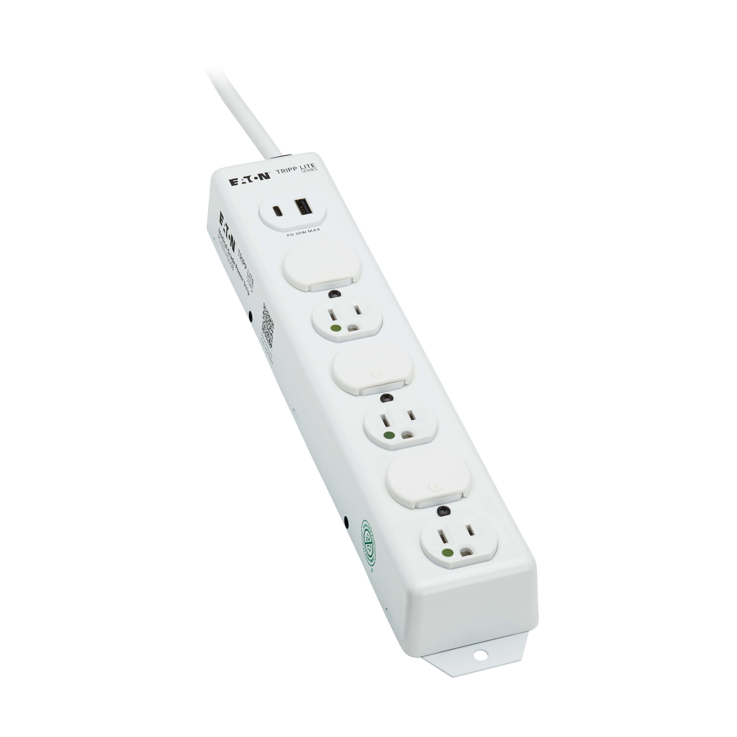 Medical-Grade Power Strip, UL 1363, 6 Outlets, 2ft Cord, USB Charger ...