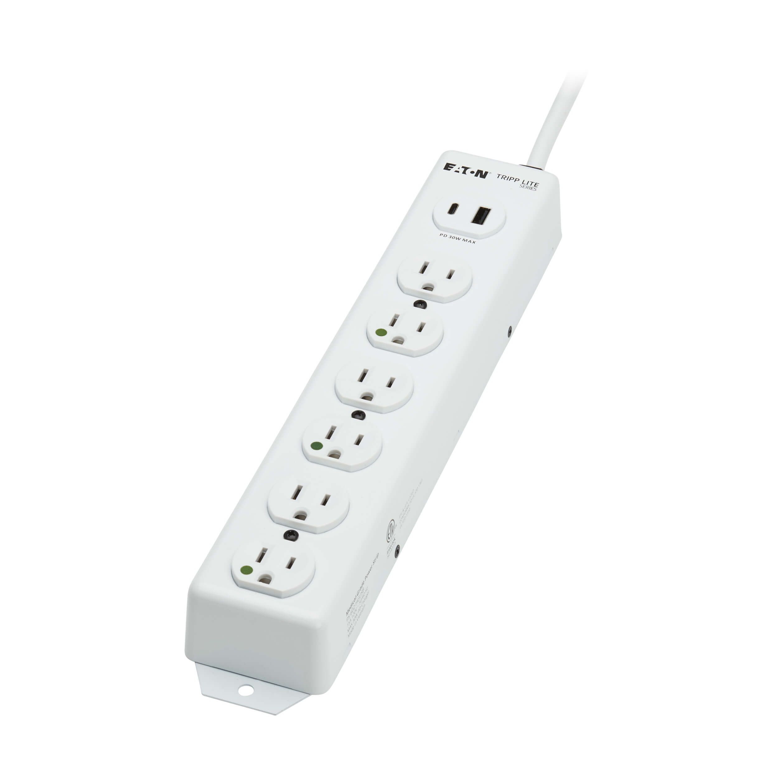 Medical-Grade Power Strip, UL 1363, 6 Outlets, 2ft Cord, USB Charger ...
