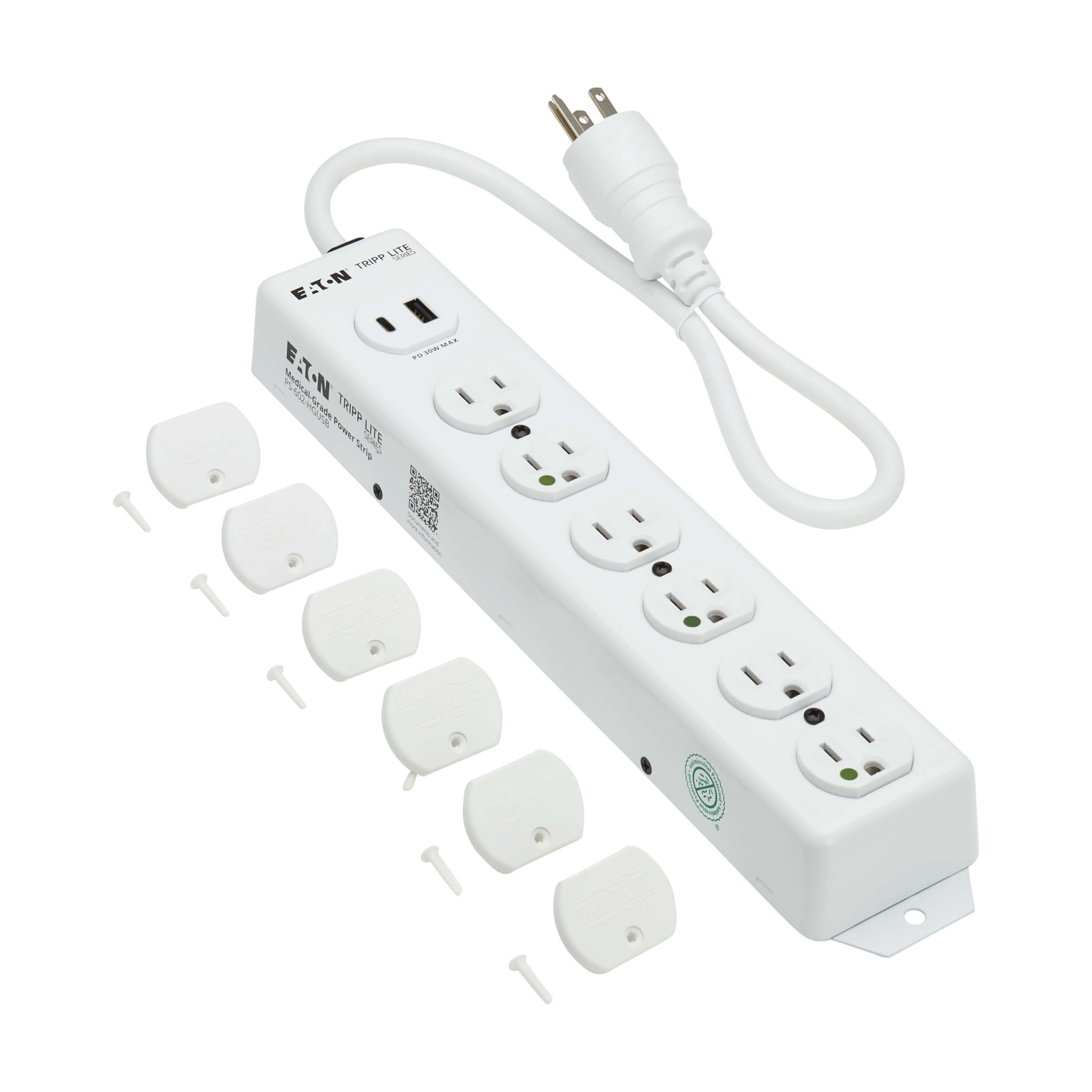 Medical-Grade Power Strip, UL 1363, 6 Outlets, 2ft Cord, USB Charger ...