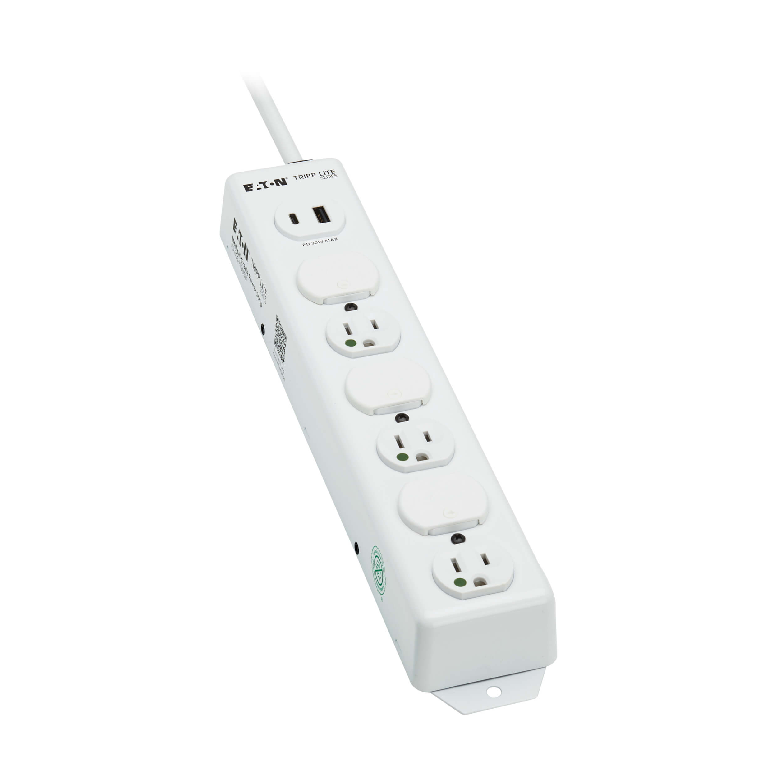 Medical-Grade Power Strip, UL 1363, 6 Outlets, 15ft Cord, USB Charger | Eaton