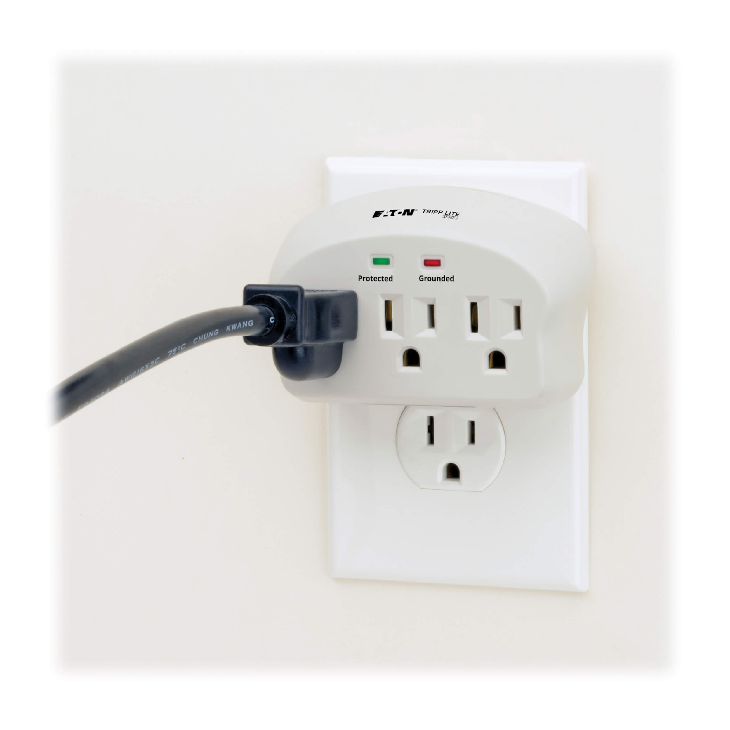 Surge Protector, 3 Outlet, 660 Joules, LEDs | Eaton