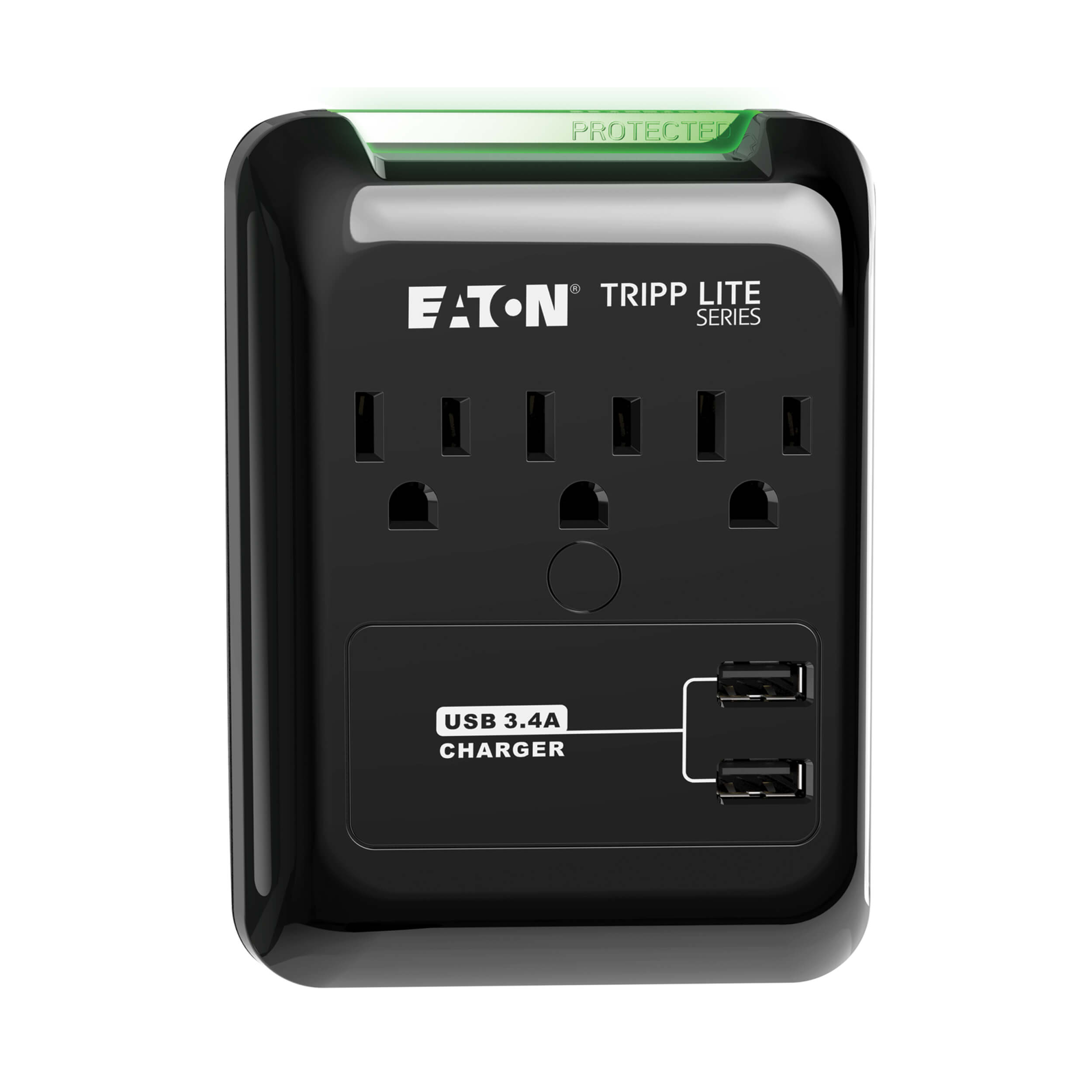 Surge Protector, 3 Outlet, 540 Joules, USB Charger, LED | Eaton