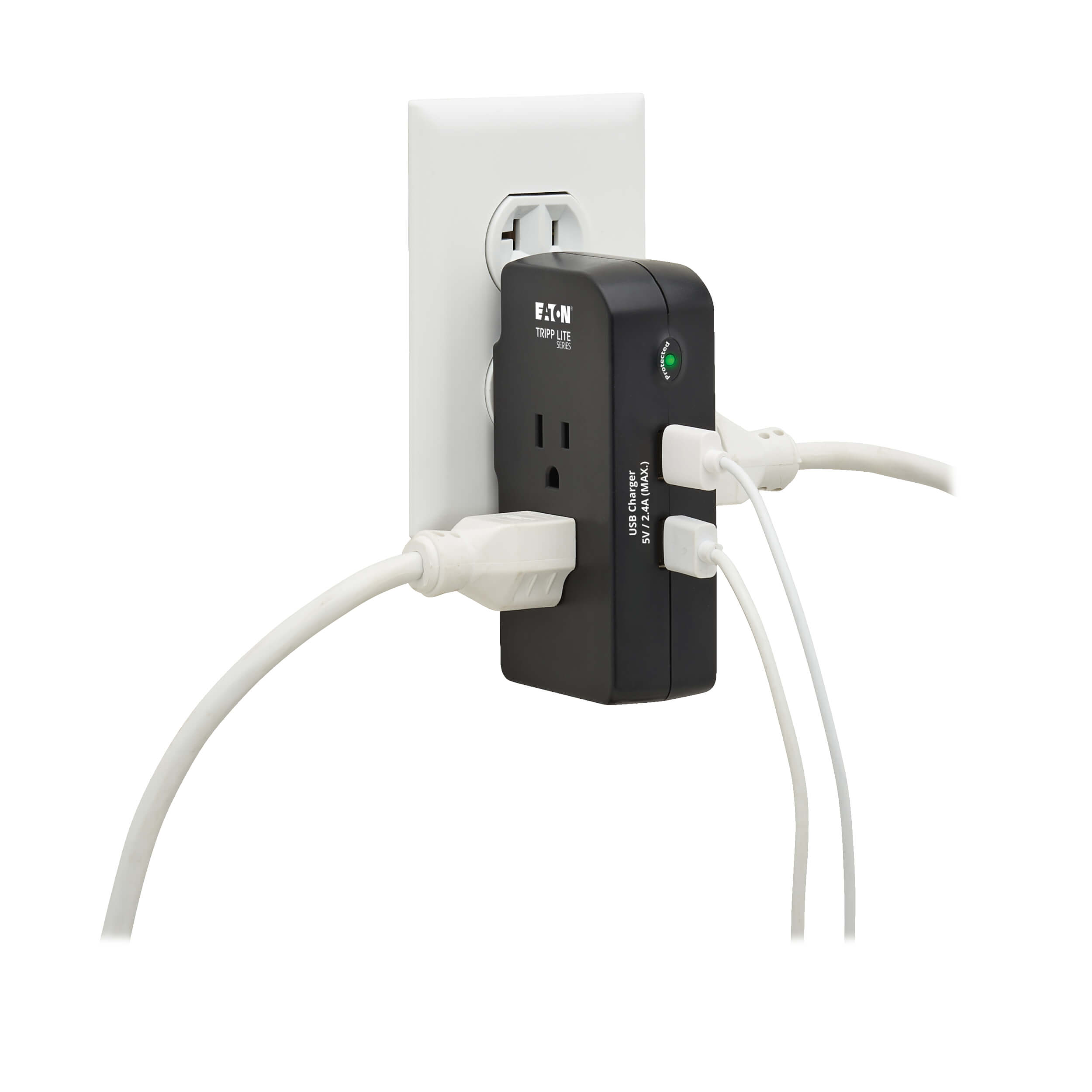 Surge Protector, 3 Outlets, 2 USB Ports, Antimicrobial | Eaton