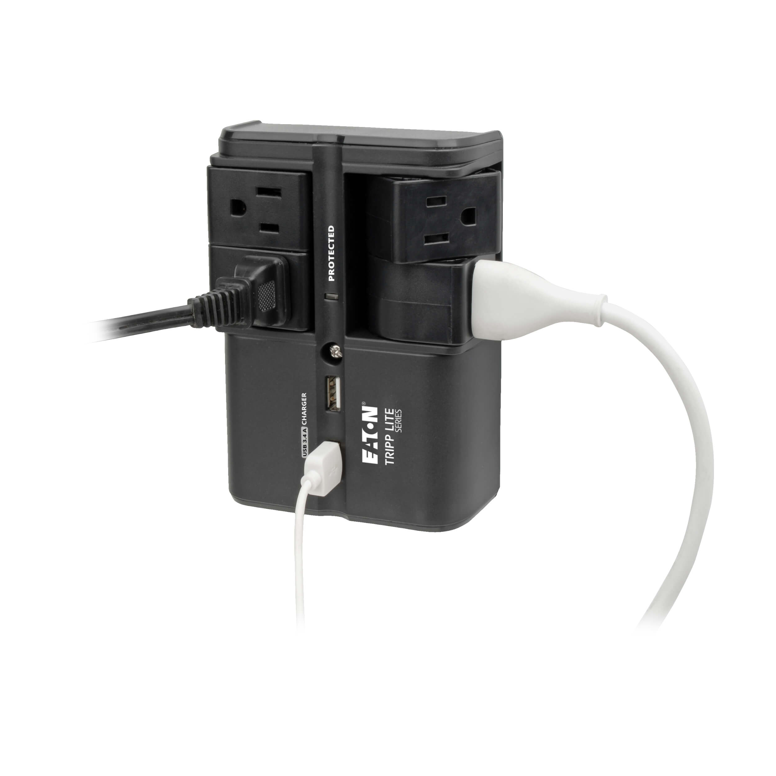 Surge Protector, 4 Rotating Outlets, Direct Plug, 1080 Joules | Eaton