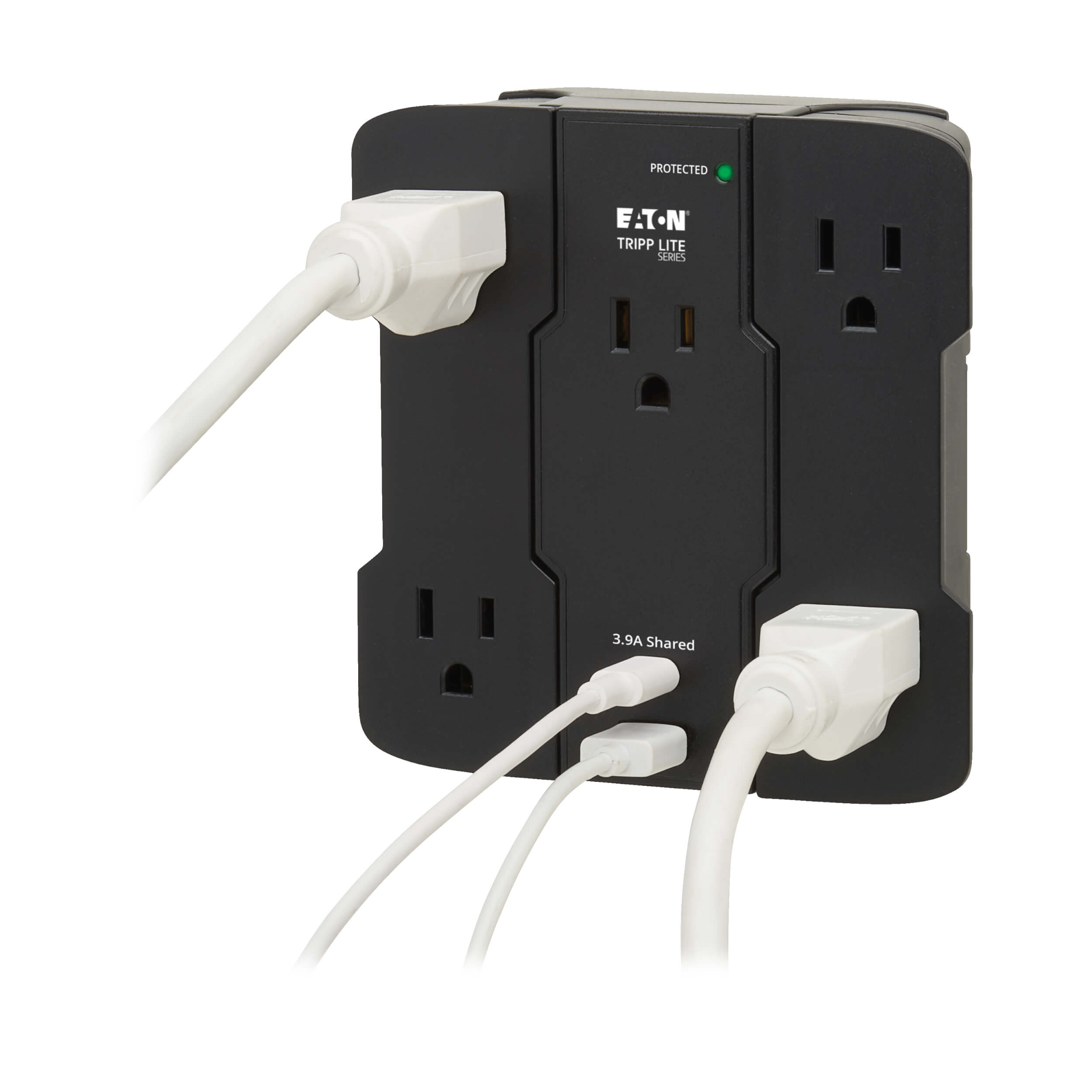 Surge Protector, 5 Outlets, USB Port, Direct Plug, Antimicrobial | Eaton
