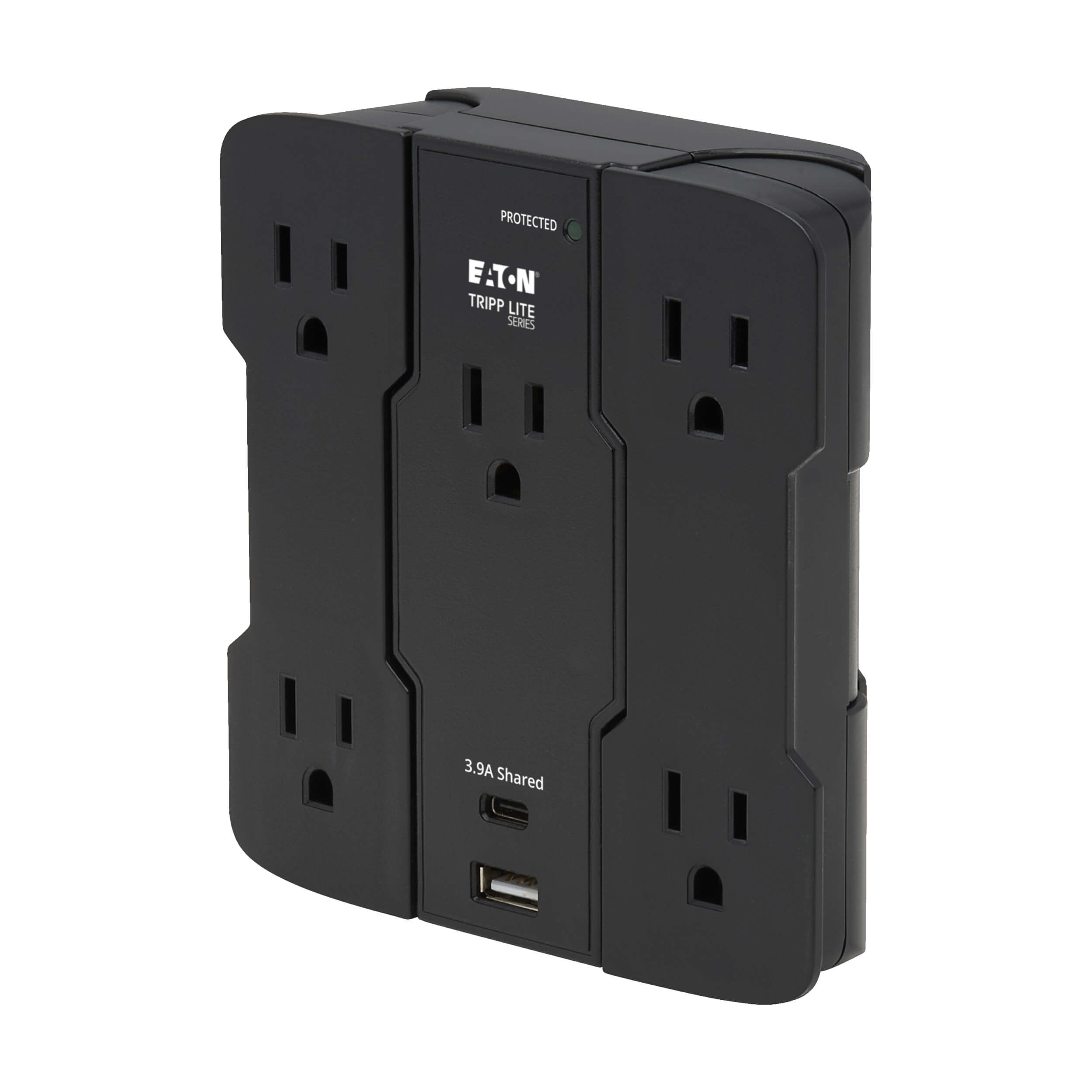 Surge Protector, 5 Outlets, USB Port, Direct Plug, Antimicrobial | Eaton