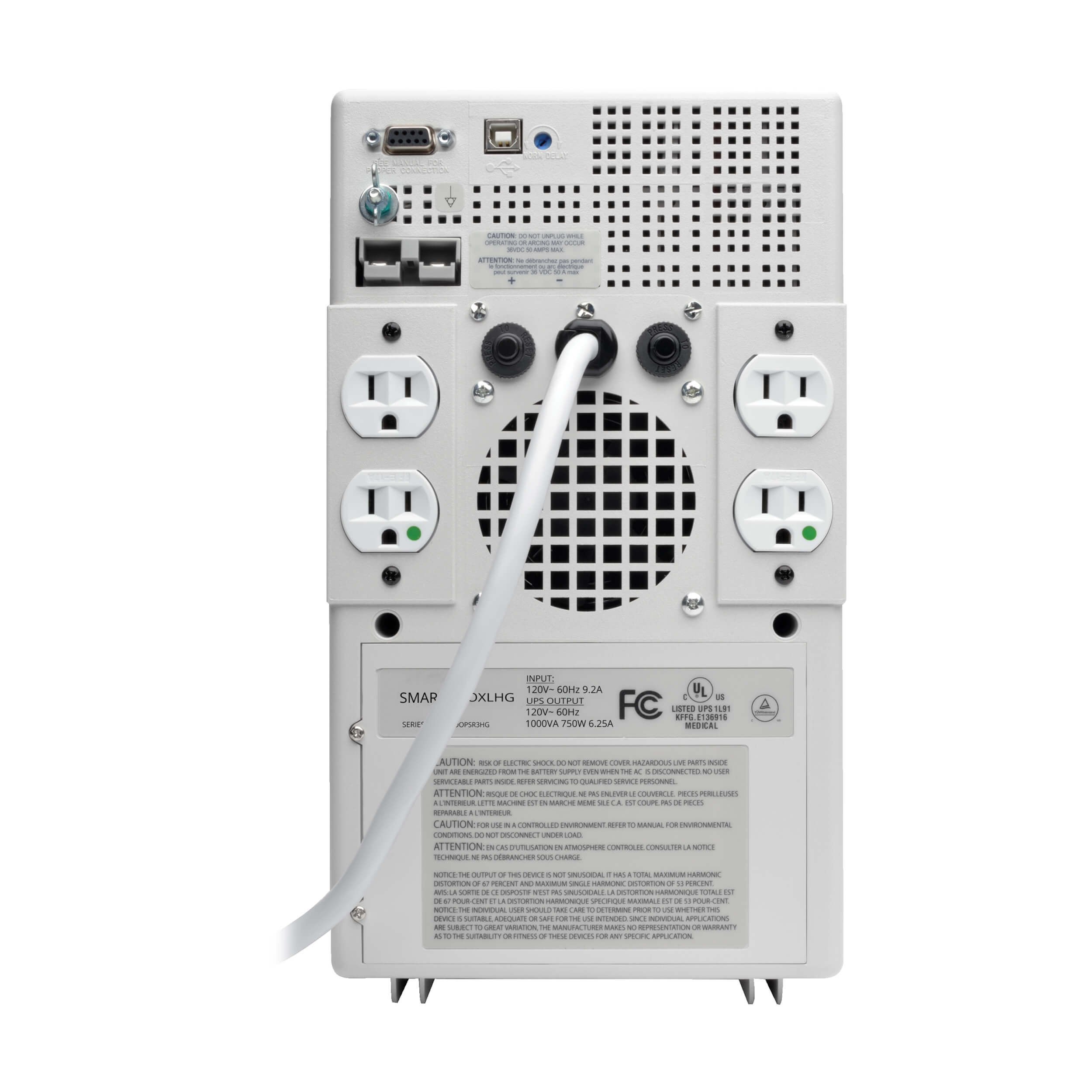120V 1kVA 750W Medical Line-Interactive Tower UPS, 4 Outlets, Full ...